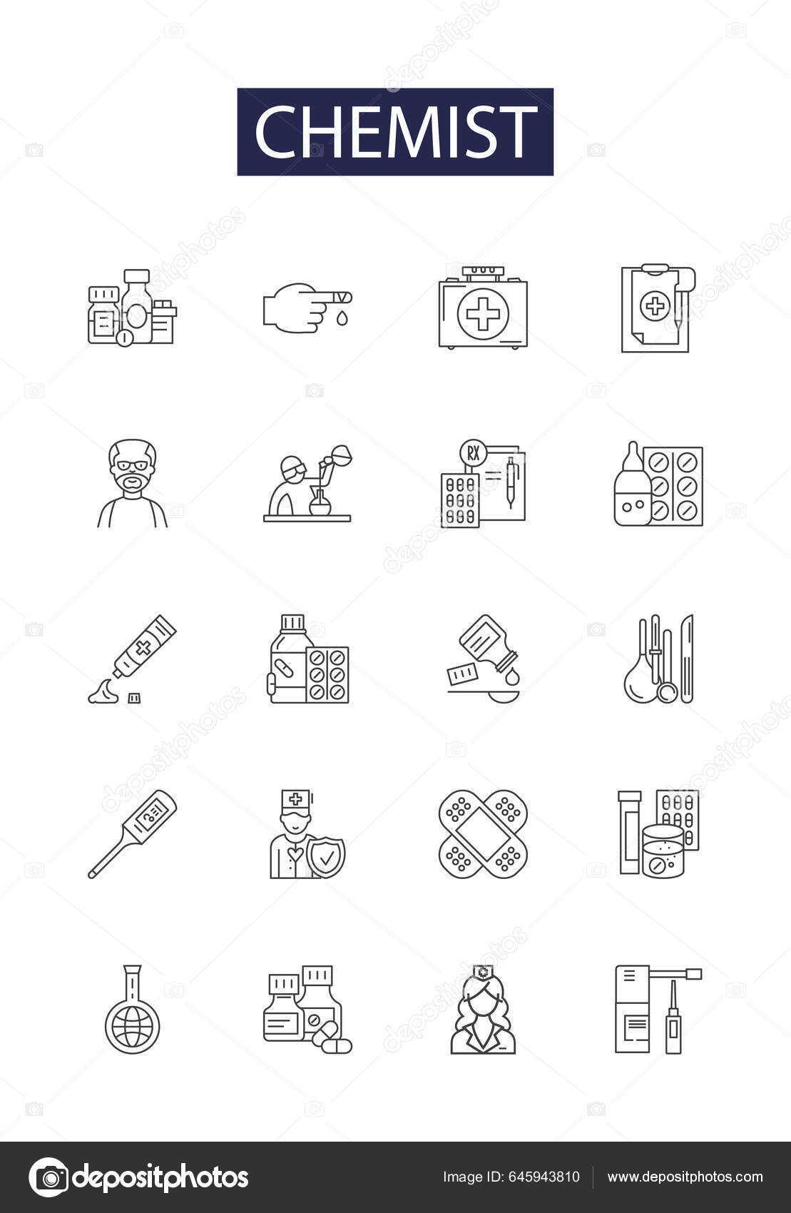 Chemist Line Vector Icons Signs Pharmacist Apothecary Formulator ...