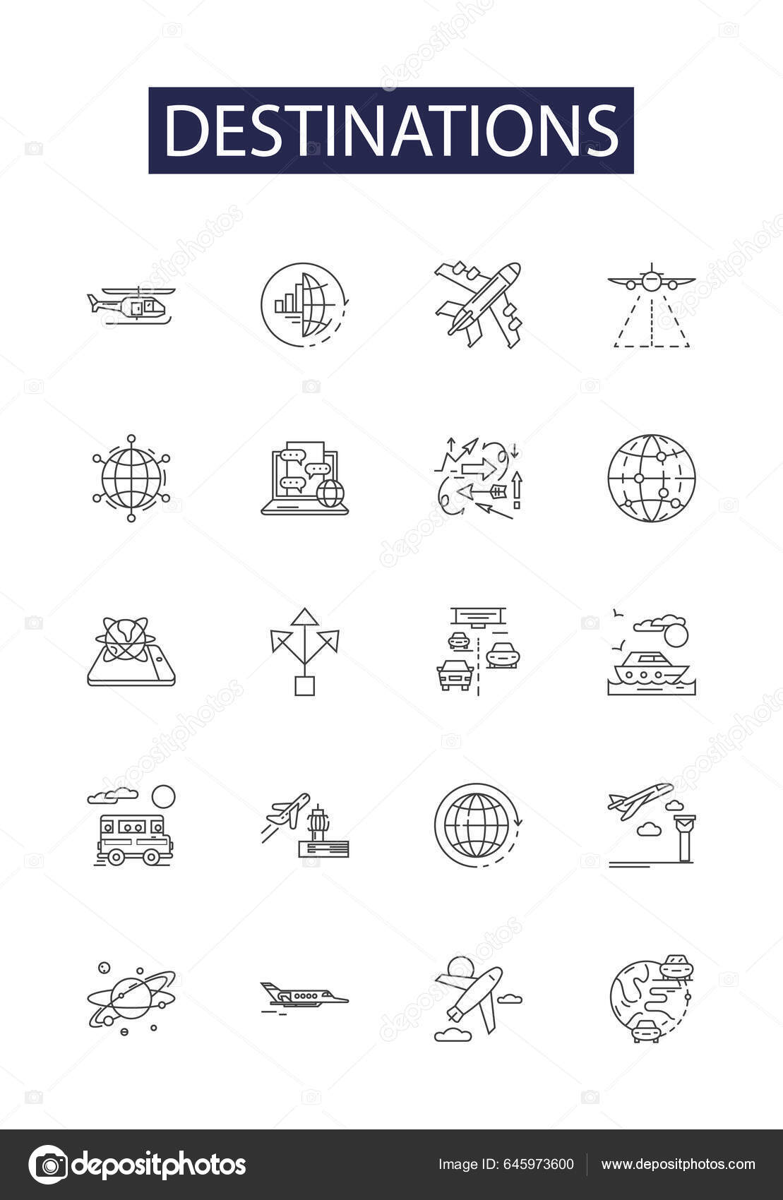 Destinations Line Vector Icons Signs Locations Destinations Resorts ... Destinations Line Vector Icons Signs Locations Destinations Resorts ...