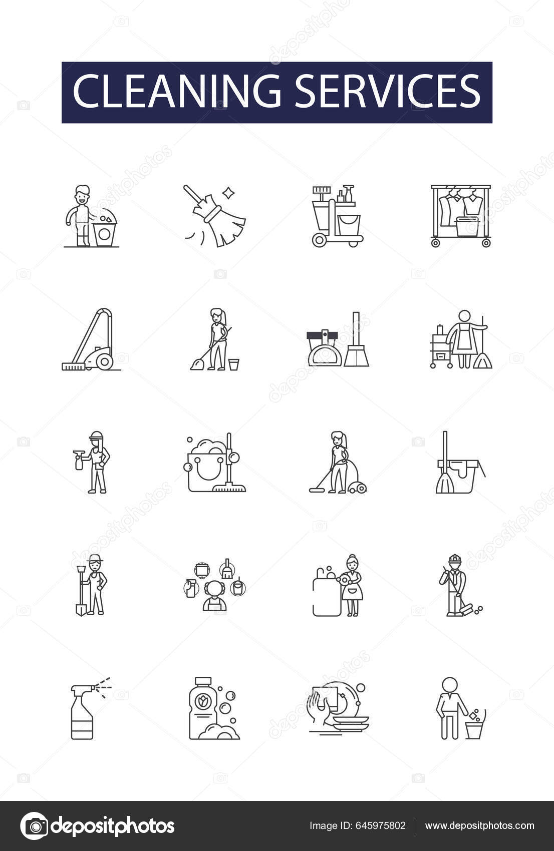 Cleaning Services Line Vector Icons Signs Dusting Disinfecting ...