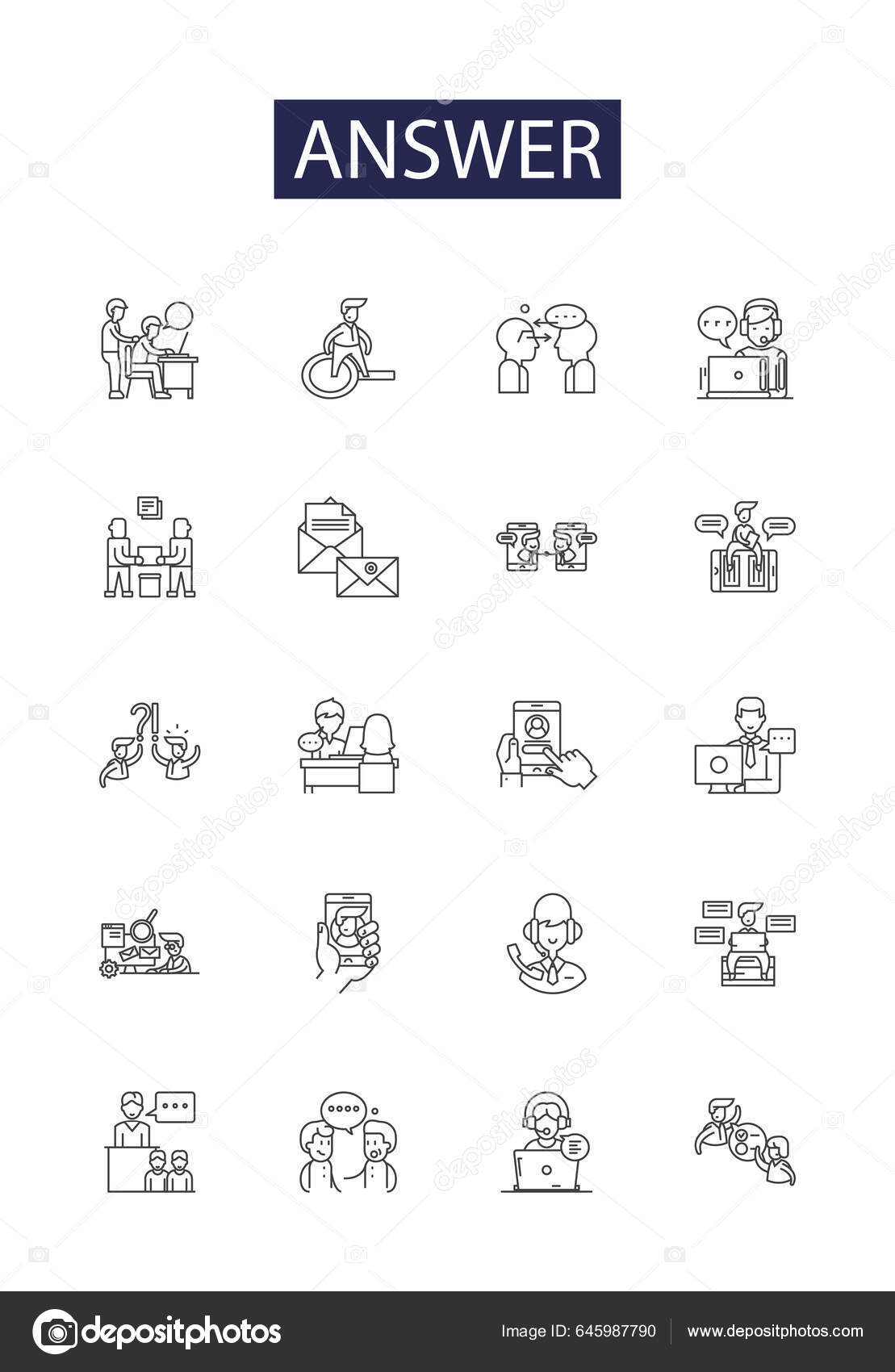 Answer Line Vector Icons Signs Solution Resolution Result Respond ...