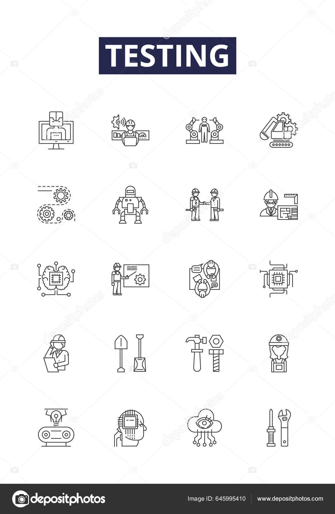 Testing Line Vector Icons Signs Assessing Checking Verifying Analyzing ...