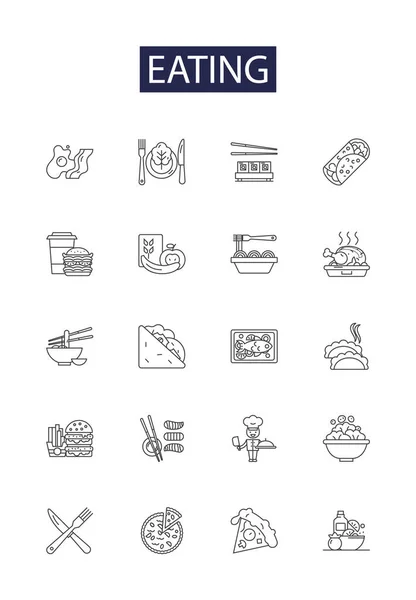 Healthy Eating Line Vector Icons Signs Nutrition Fruits Vegetables ...
