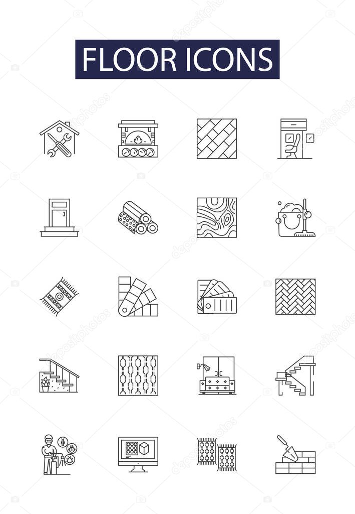 Iconos de piso línea vectorial iconos y signos. Iconos, Azulejos ...