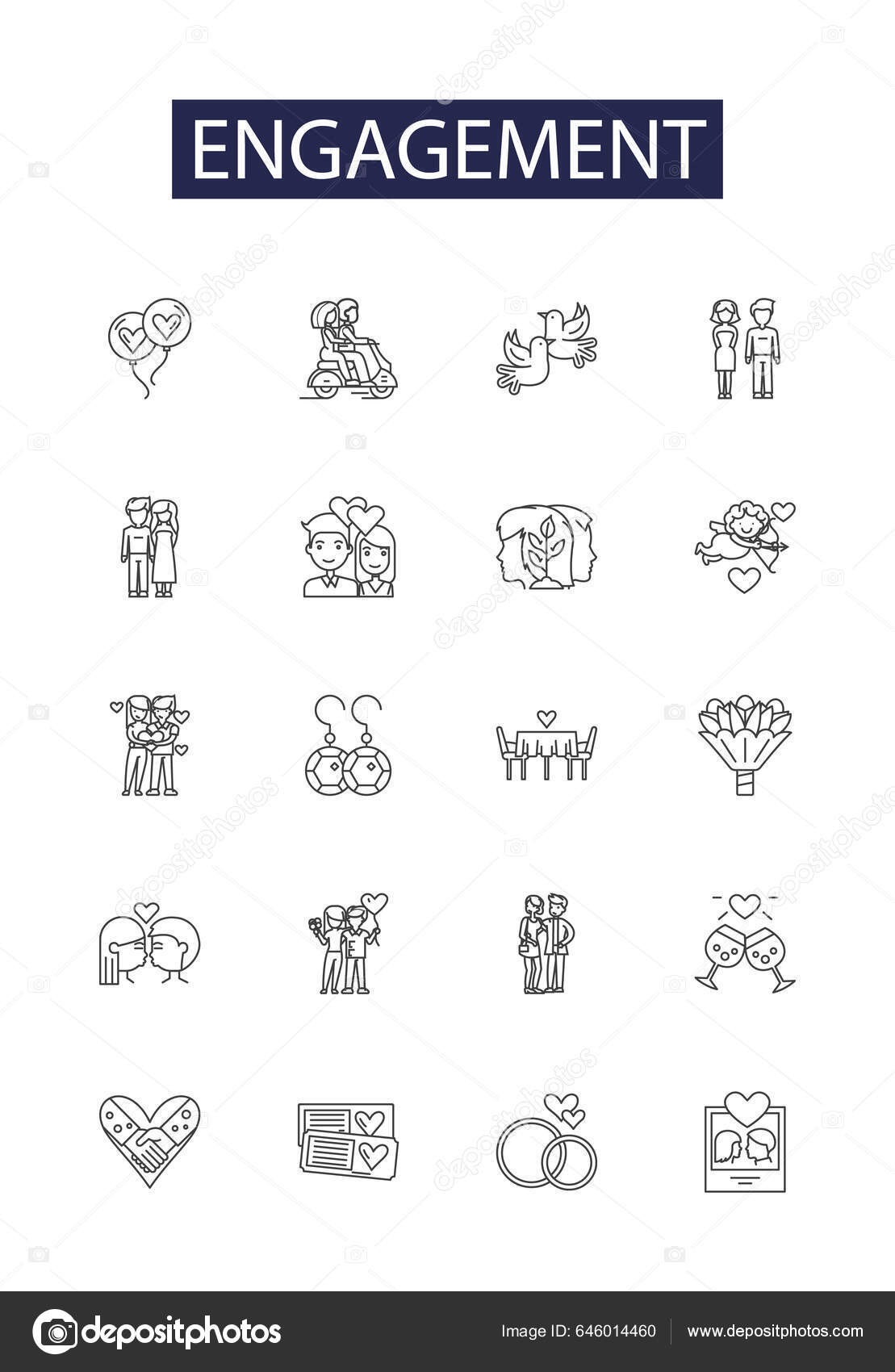 Engagement Line Vector Icons Signs Commitment Interaction Resonance ...