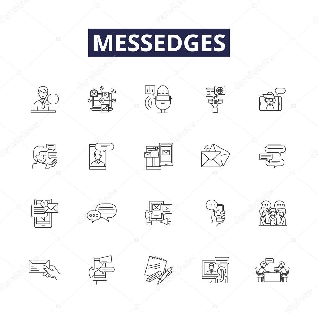 Mensajes línea vector iconos y signos. Messing, Messed, Texts, Texts, Text, Miscommunication ...