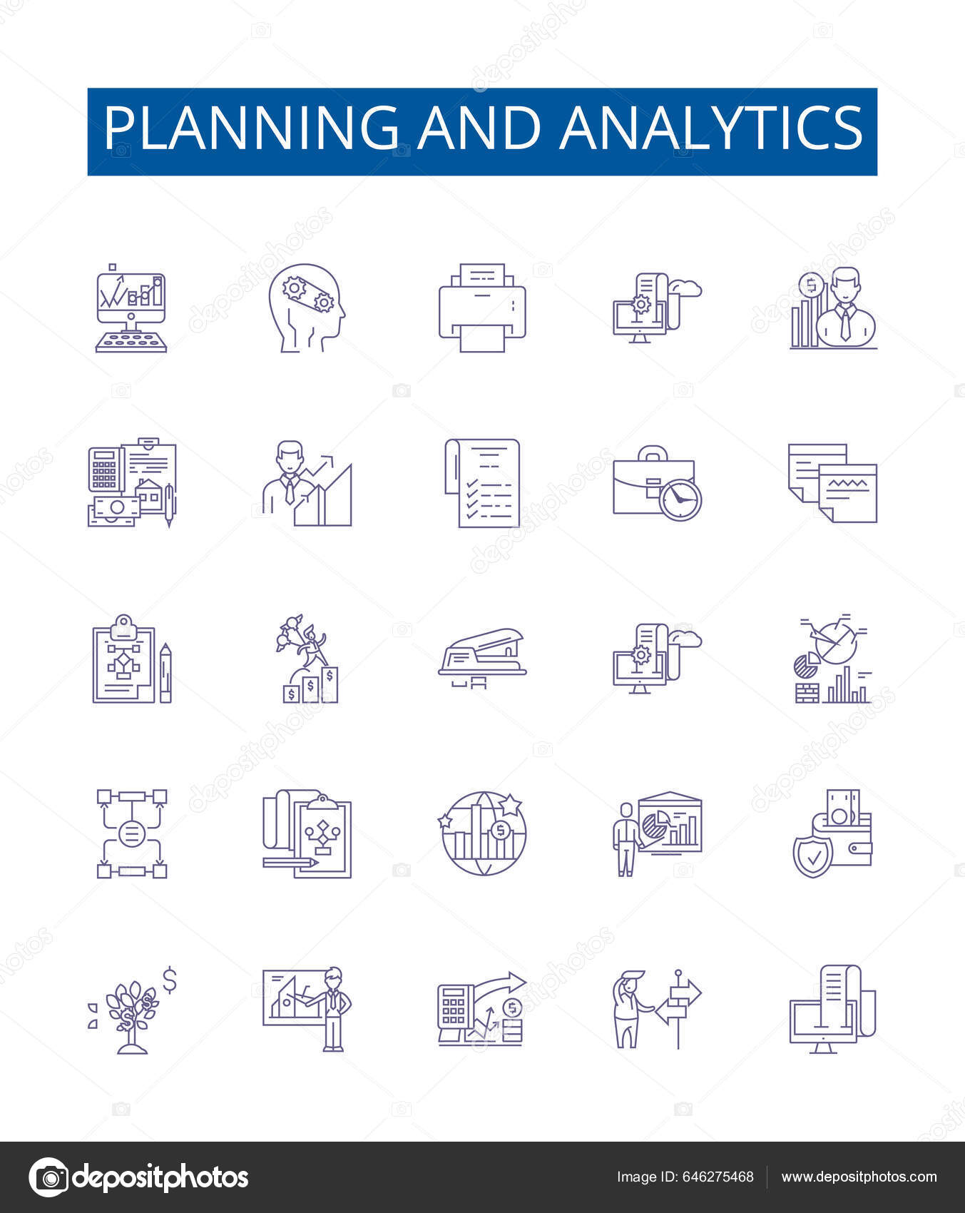 Planning Analytics Line Icons Signs Set Design Collection Planning ...