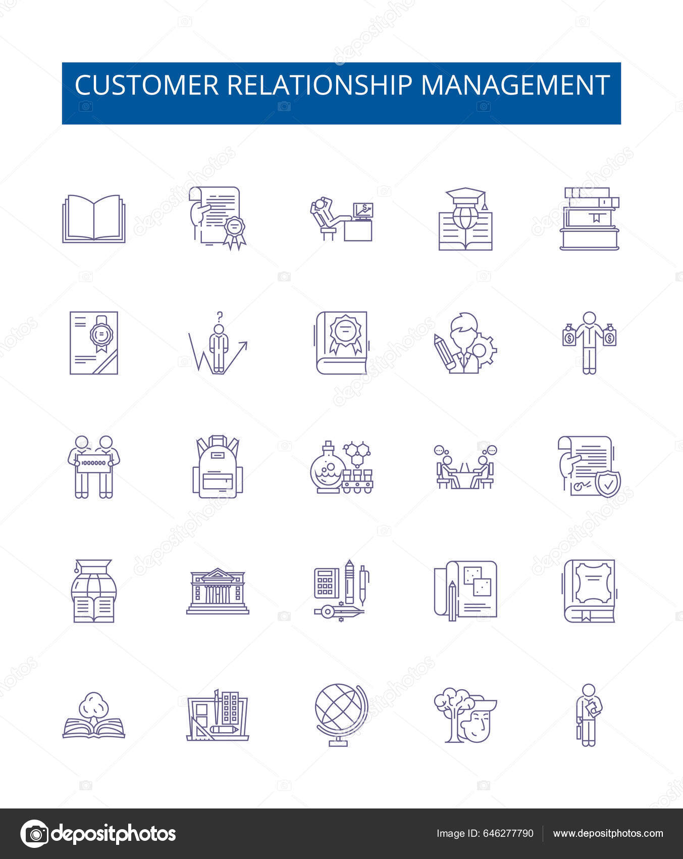 Customer Relationship Management Line Icons Signs Set Design Collection ...