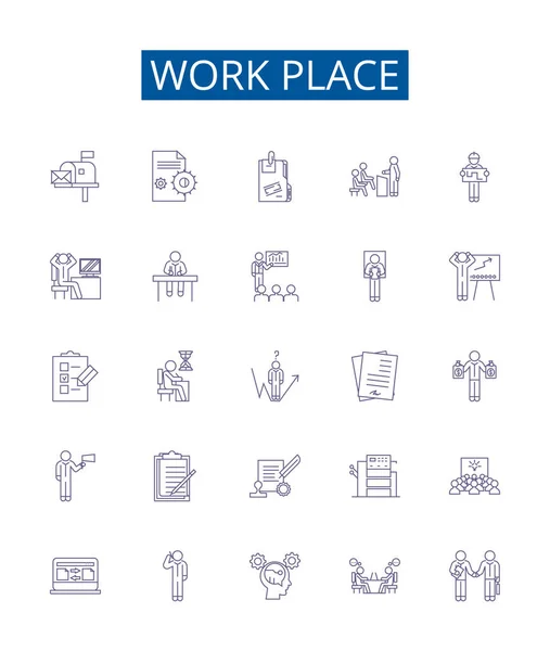 People Work Line Icons Signs Set Design Collection Workers Human Stock ...