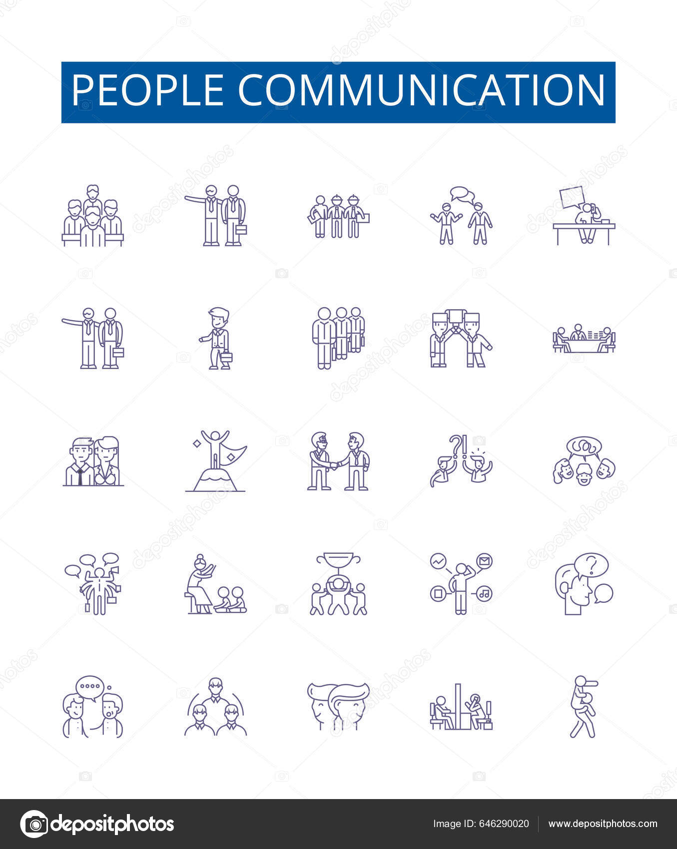 People Communication Line Icons Signs Set Design Collection Dialog ...