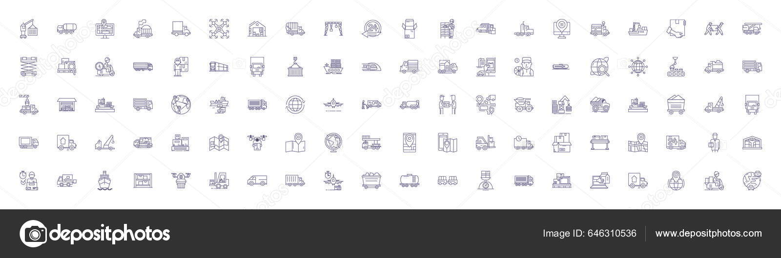 Logistics Line Icons Signs Set Design Collection Distribution Shipping ...
