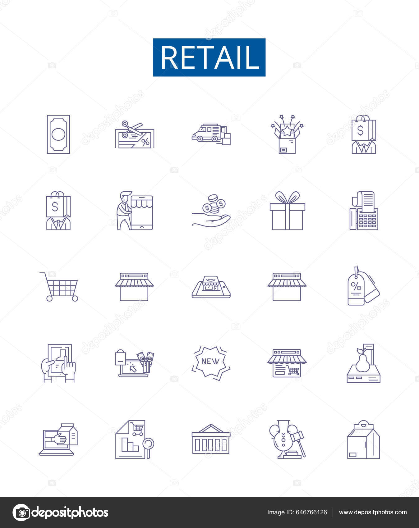 Retail Line Icons Signs Set Design Collection Shopping Merchandising ...