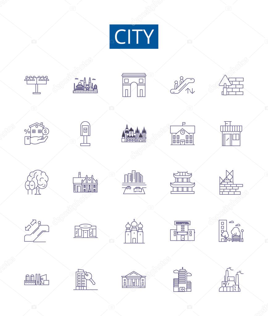 Conjunto de letreros de iconos de línea. Diseño de la colección de ...