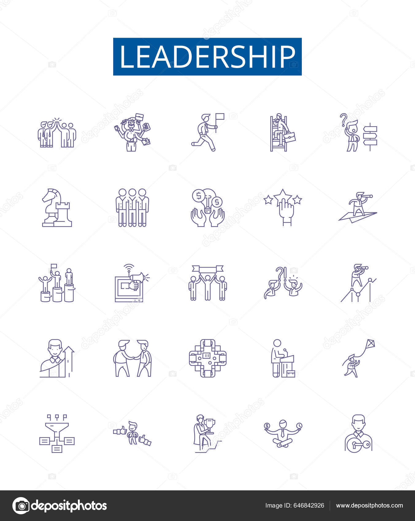 Leadership Line Icons Signs Set Design Collection Leadership Managerial ...