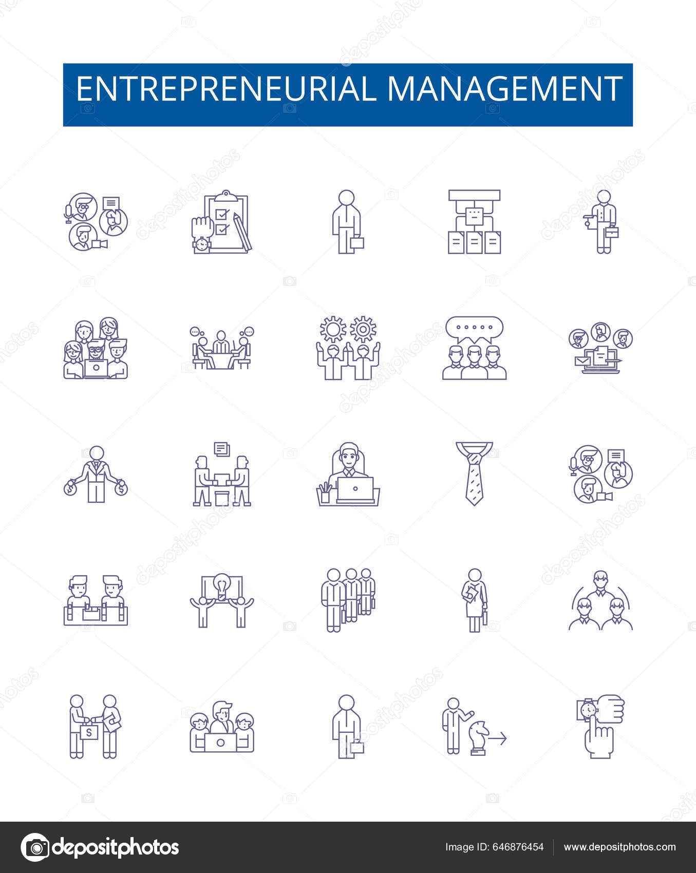 Entrepreneurial Management Line Icons Signs Set Design Collection ...