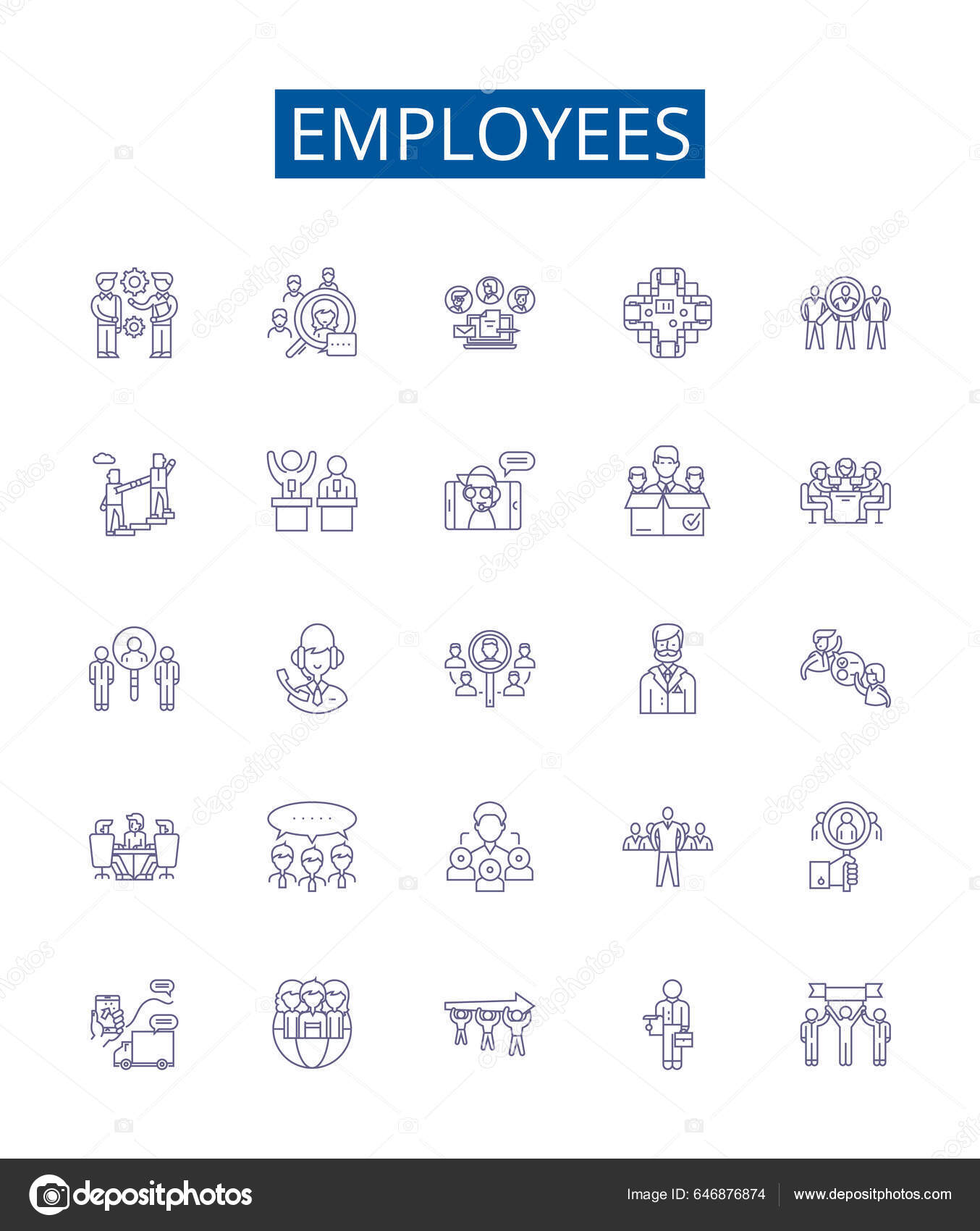 Employees Line Icons Signs Set Design Collection Workers Employees ...
