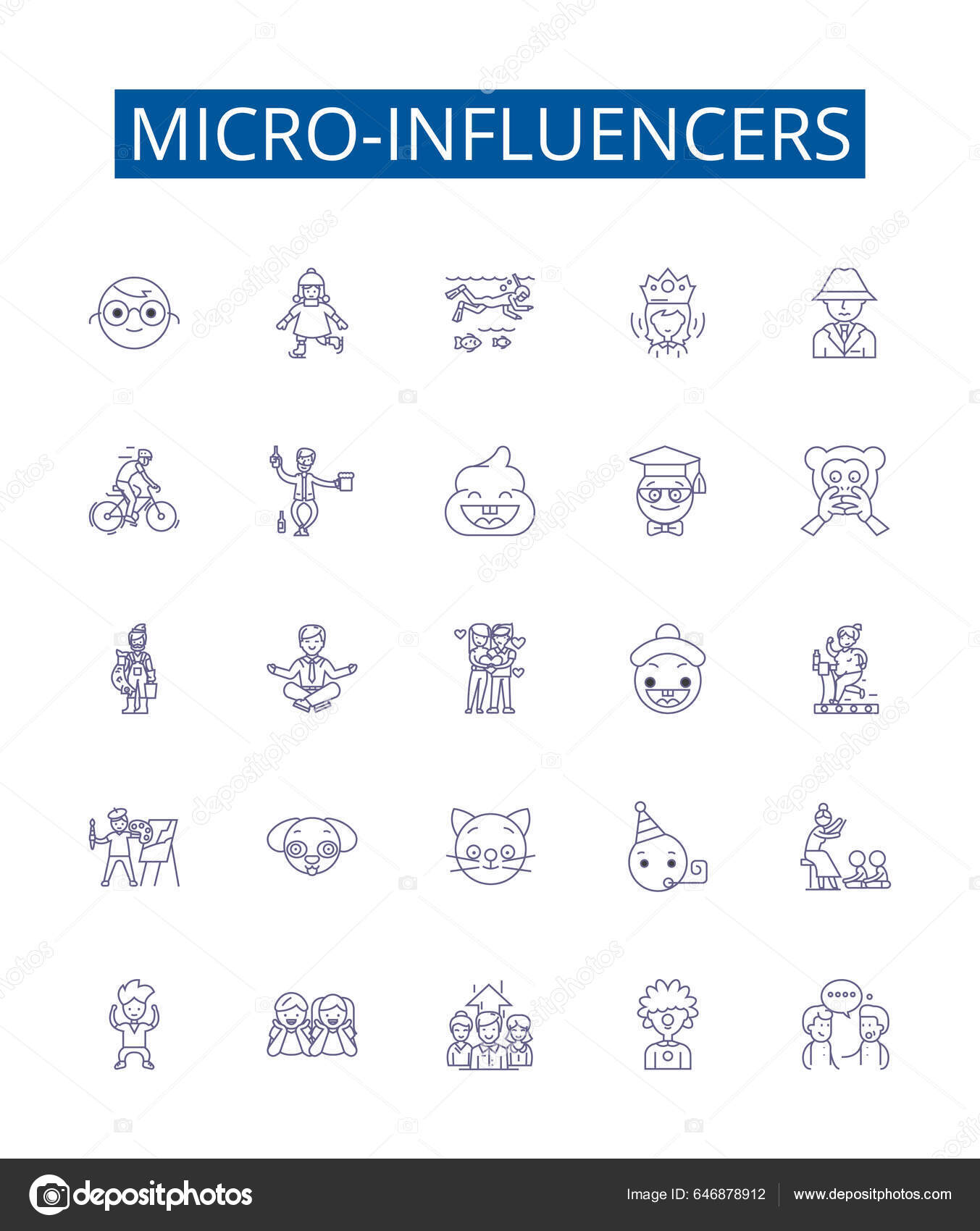 Micro Influencers Line Icons Signs Set Design Collection Micro ...