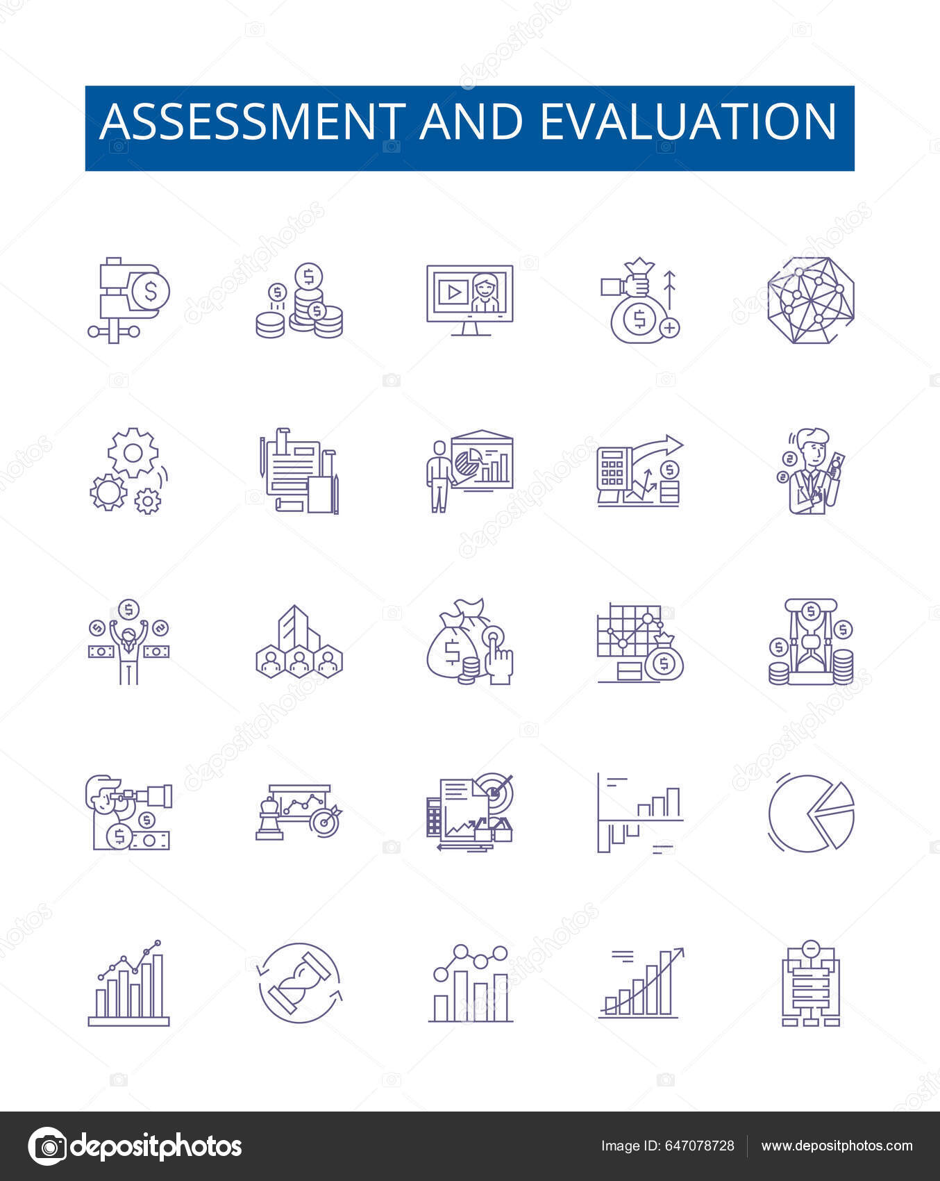 Assessment Evaluation Line Icons Signs Set Design Collection Assessment Evaluation Stock Vector ...