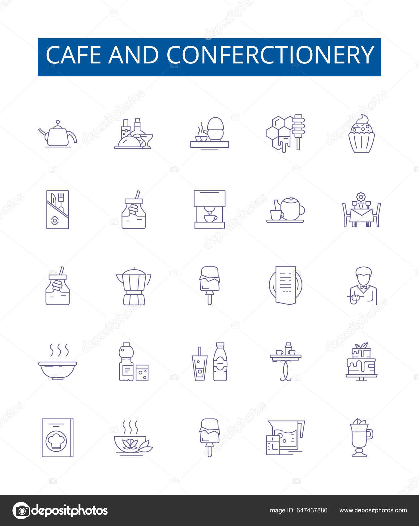 Cafe Conferctionery Line Icons Signs Set Design Collection Cafe Confectionery Stock Vector by ...