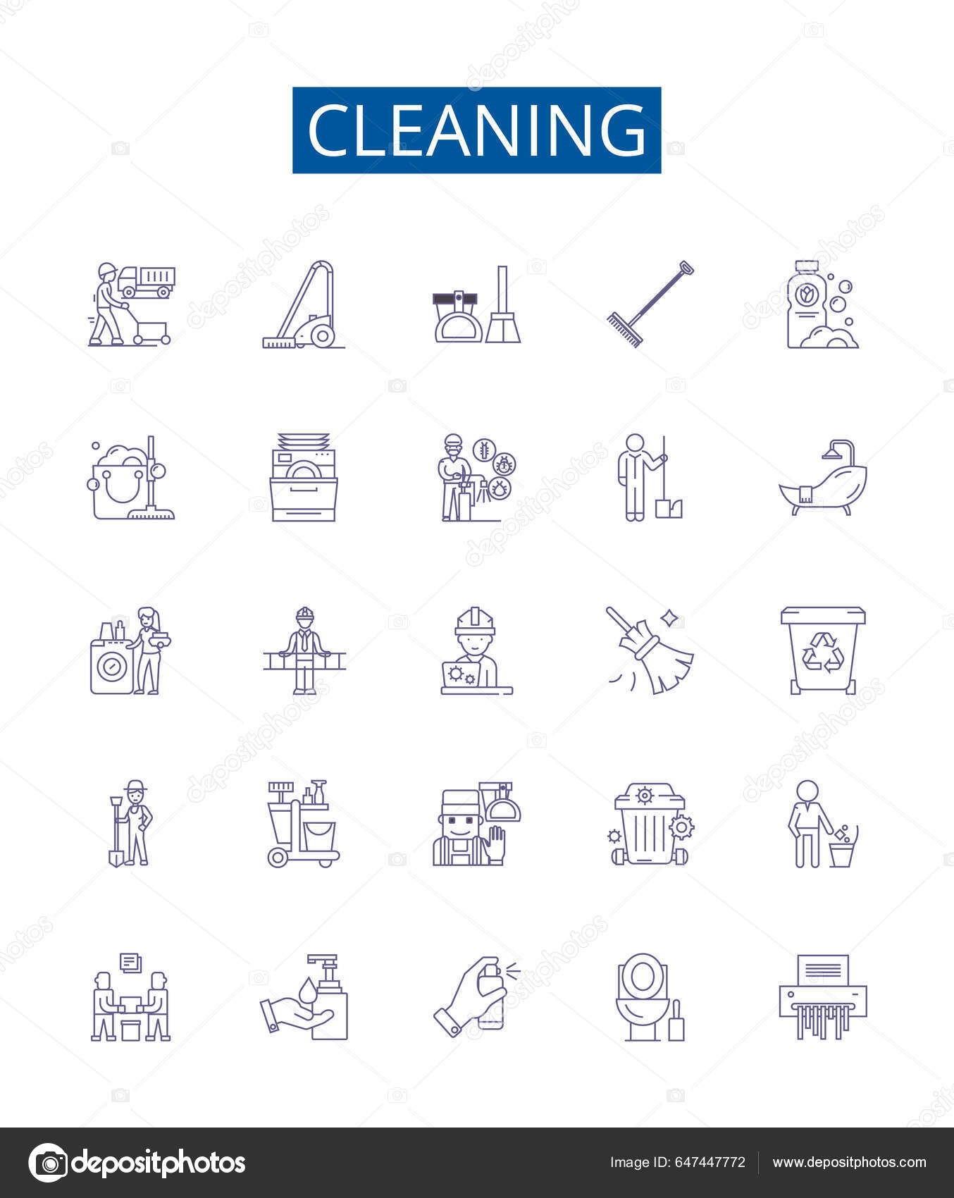 Cleaning Line Icons Signs Set Design Collection Sanitize Wash Scrub ...