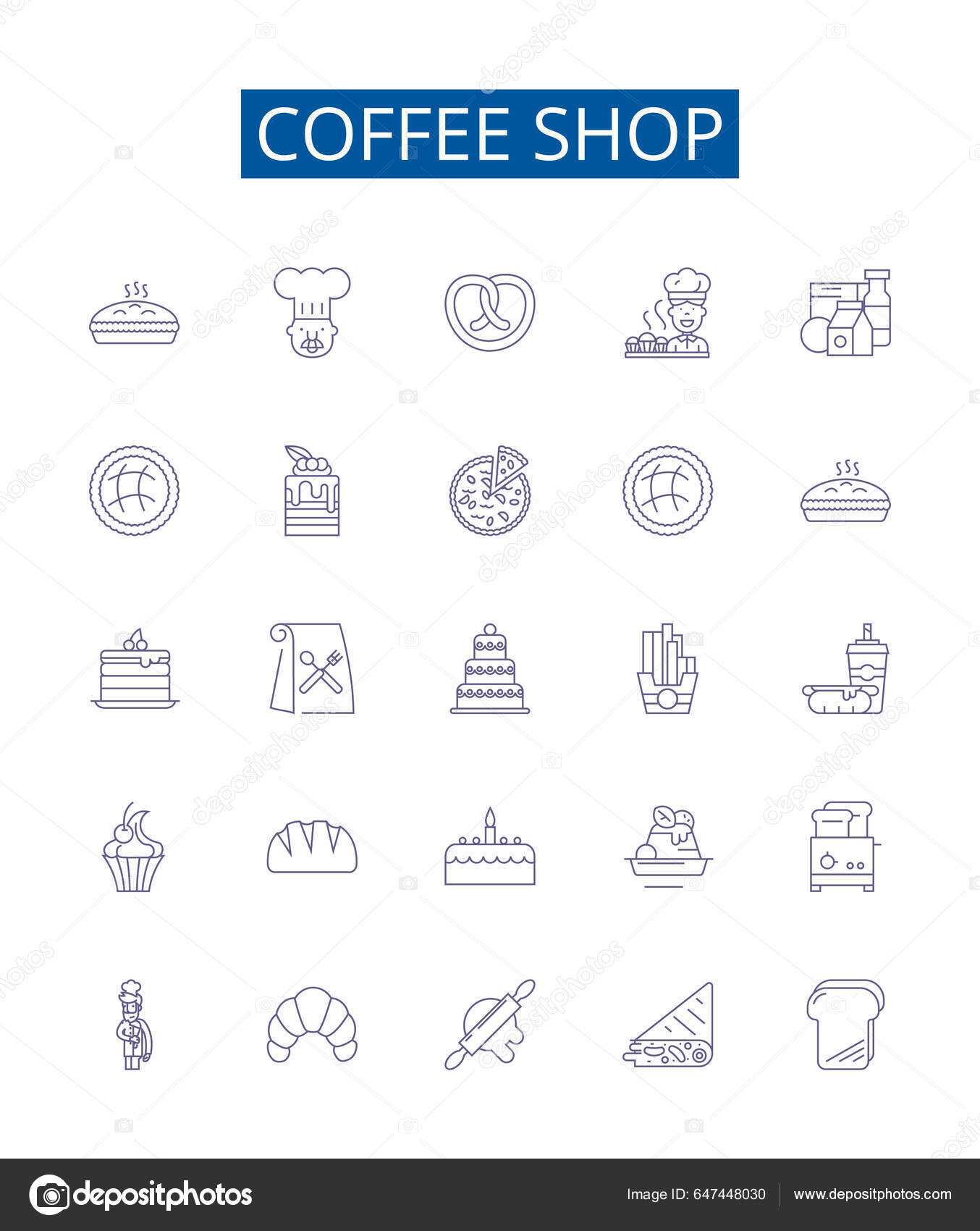 Coffee Shop Line Icons Signs Set Design Collection Cafe Espresso Stock ...
