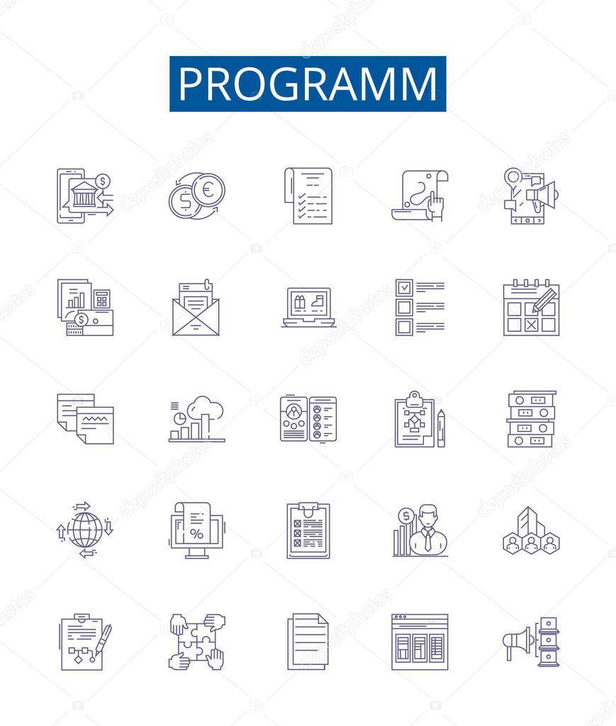 Conjunto de signos de iconos de línea de programación. Diseño de la ...