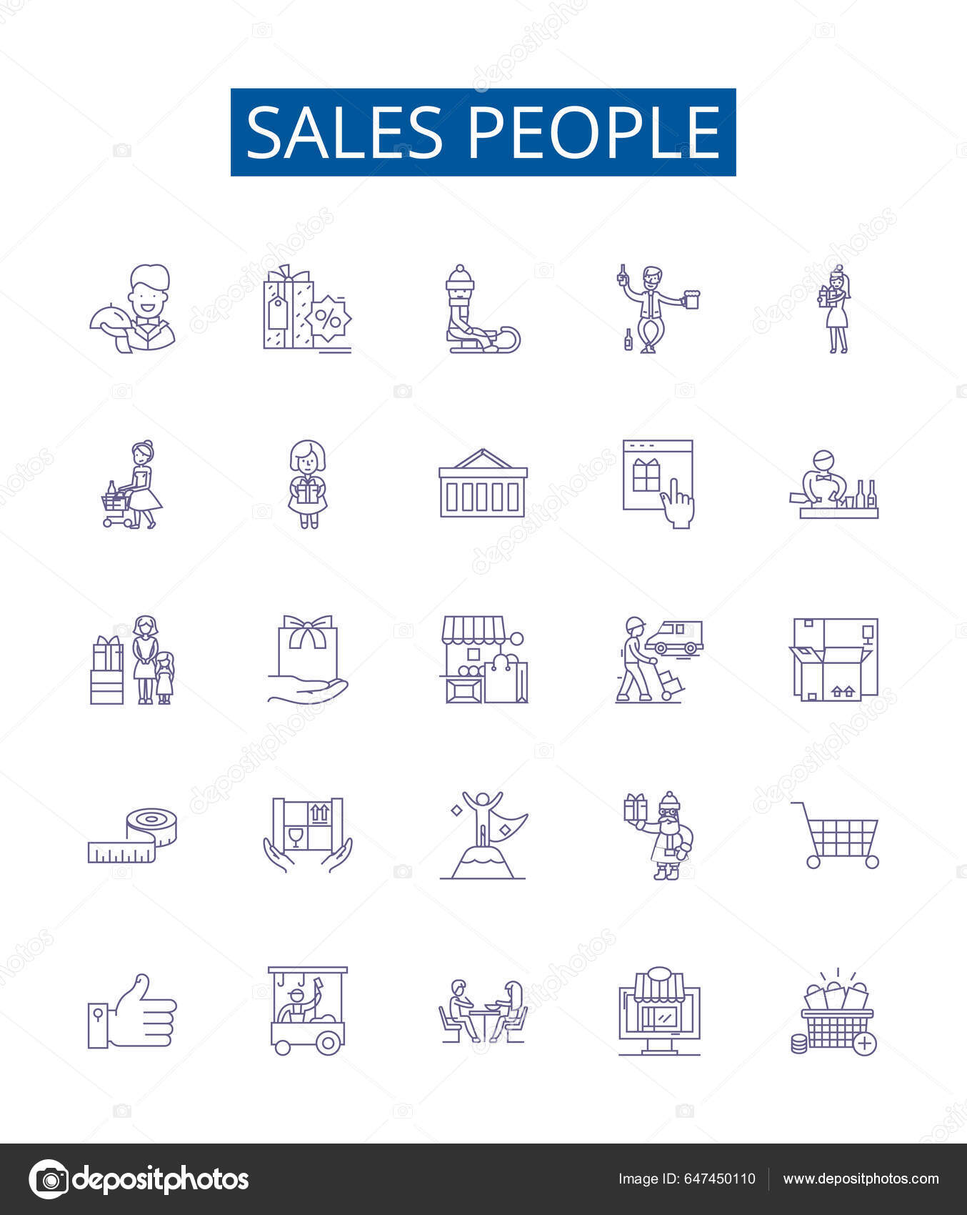 Sales People Line Icons Signs Set Design Collection Salespeople Sellers ...