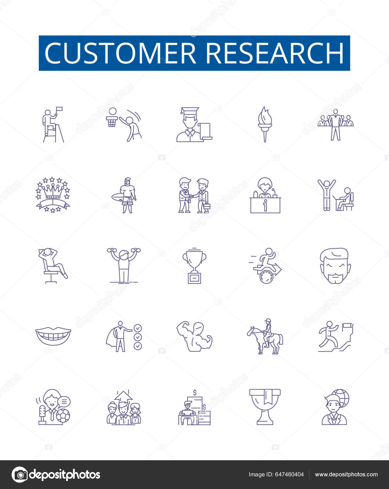 Customer Research Line Icons Signs Set Design Collection Customer ...