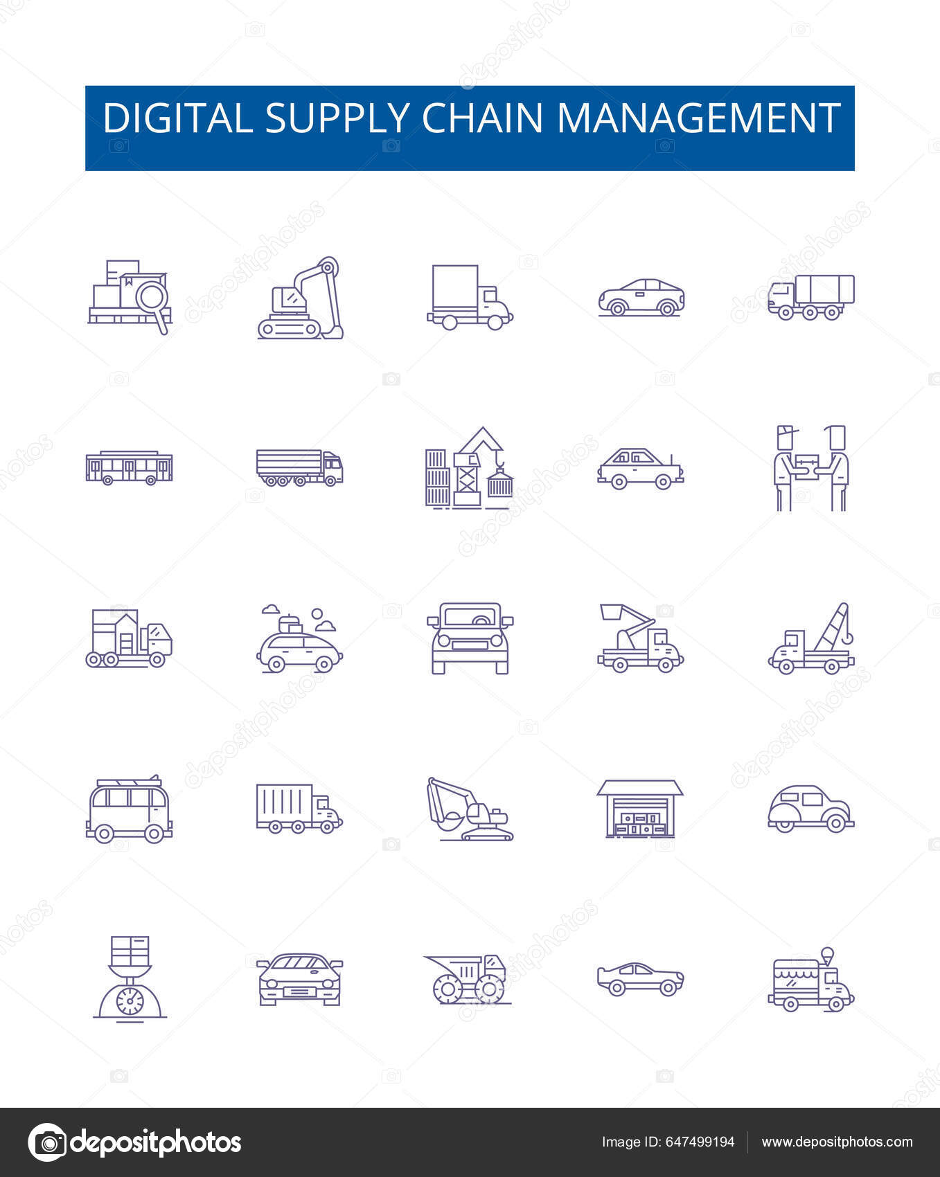 Digital Supply Chain Management Line Icons Signs Set Design Collection ...