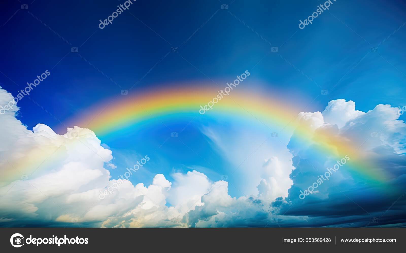 Fantastic Vivid Rainbow Sky View Beautiful Sky Clouds Rainbow Background — Stock Photo ...