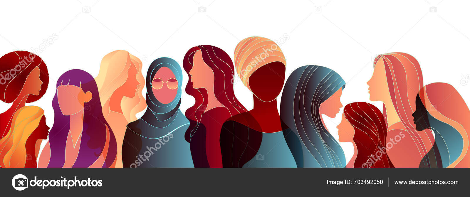 Group Silhouette Multicultural Women International Womens Day Equality