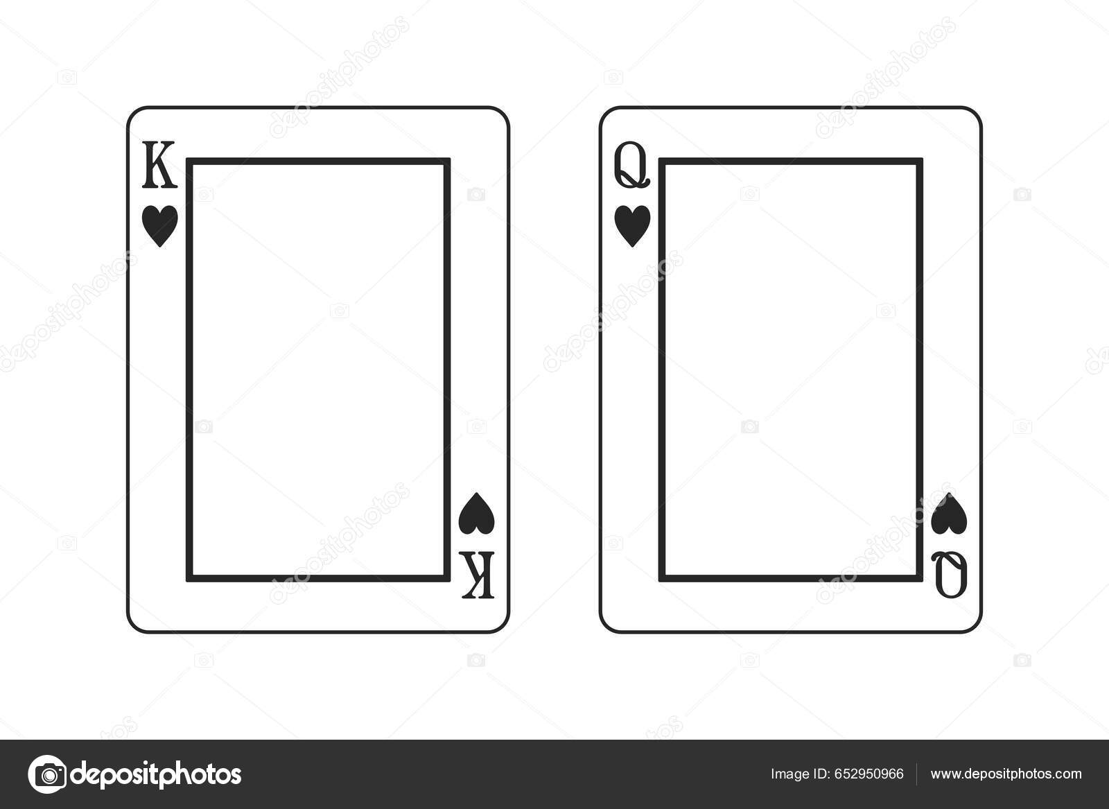 King Queen Hearts Pair Playing Cards Picture Frame Set Outline Stock ...