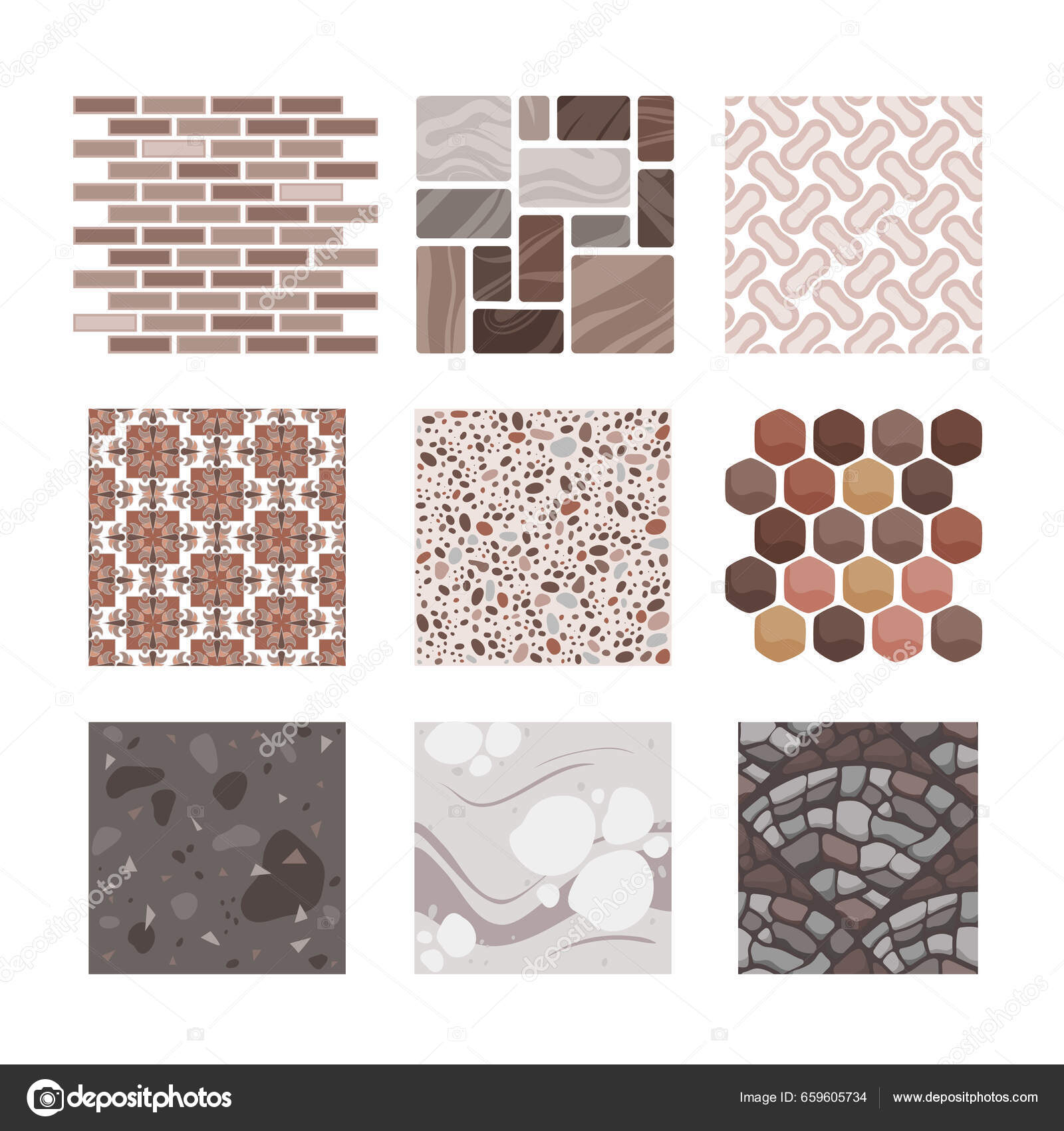 Pavement Textures Set Top View Vector Illustration Cartoon Isolated ...