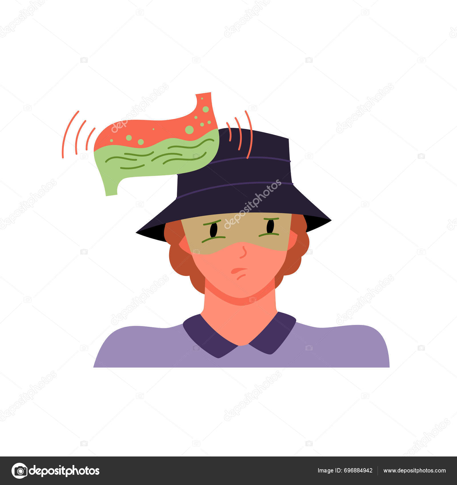 Man Toxic Substance Head Vector Illustration Cartoon Isolated Young ...