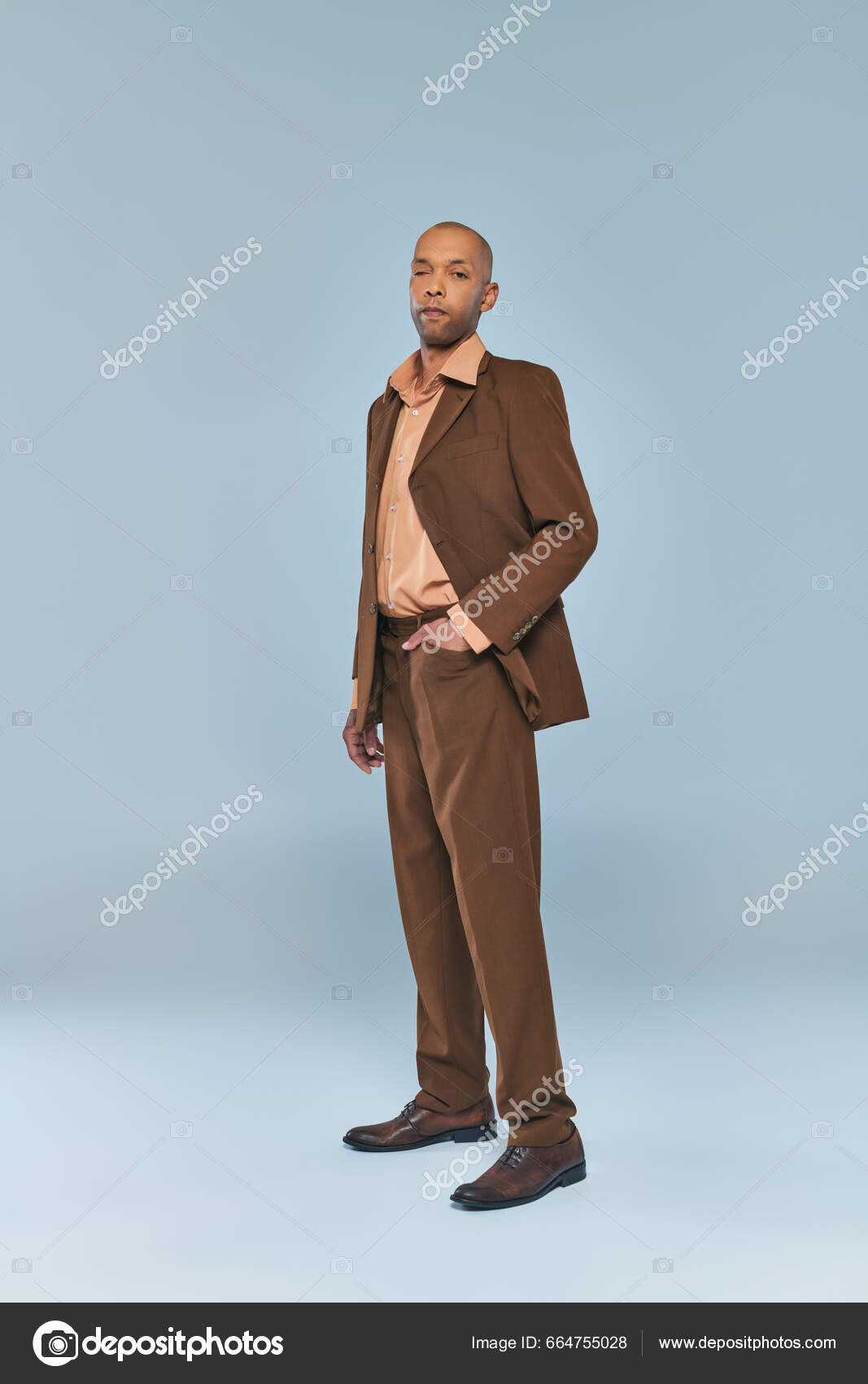 Eye Syndrome Bold African American Man Myasthenia Gravis Standing Hand ...