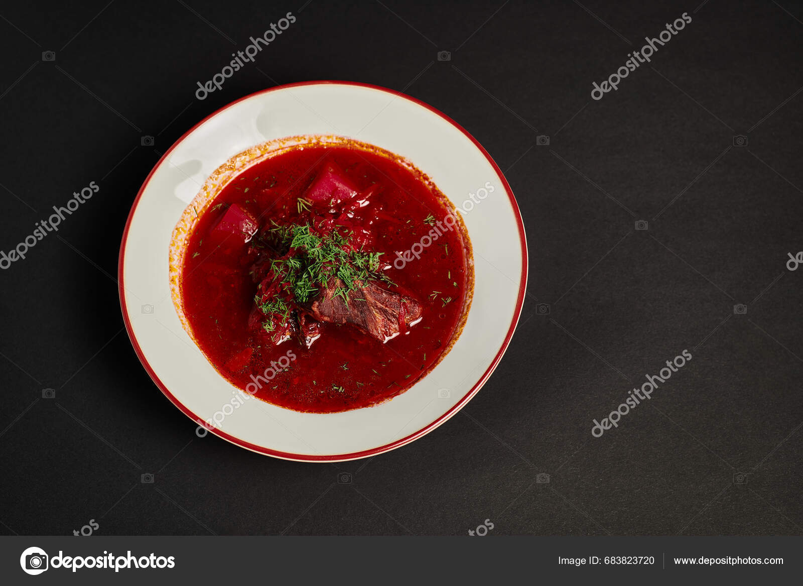Eastern European Meal Traditional Ukrainian Borsch Beef Ceramic Bowl ...