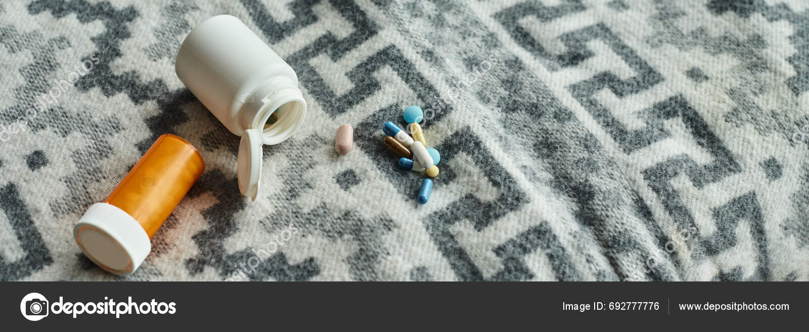 Different Medication Grey Blanket Ornament Pills Plastic Medication ...