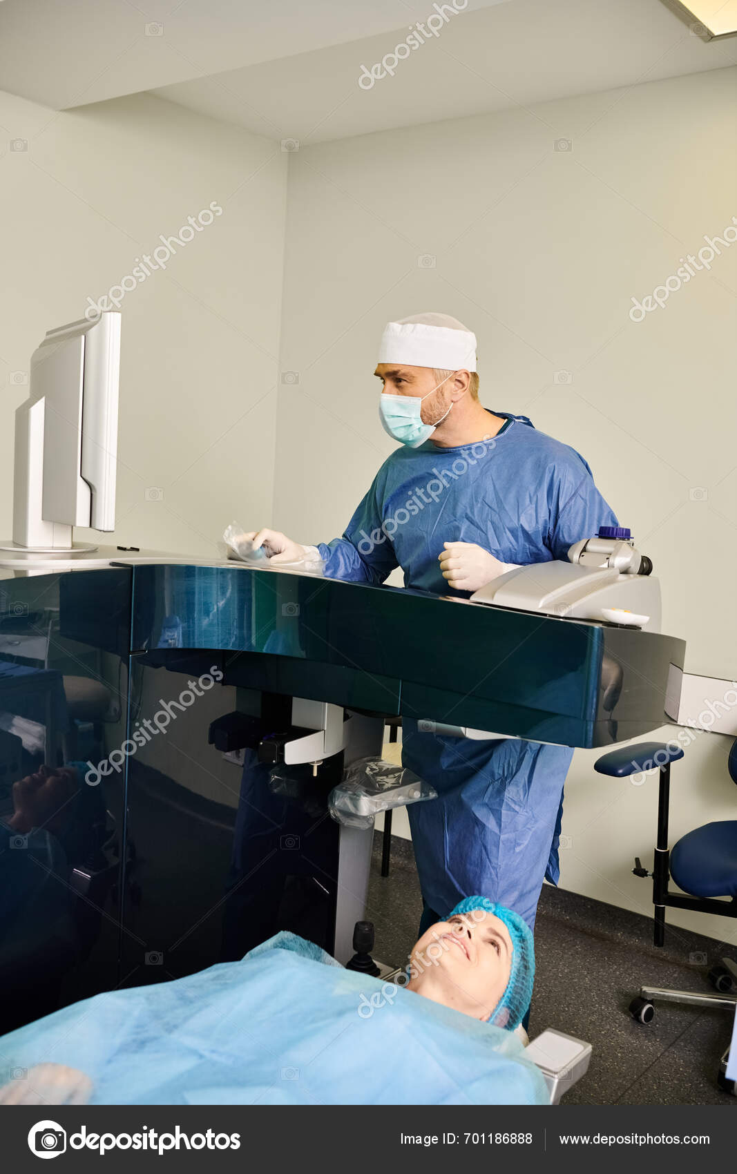 Man Scrubs Conducting Computer Operation — Stock Photo © IgorVetushko ...