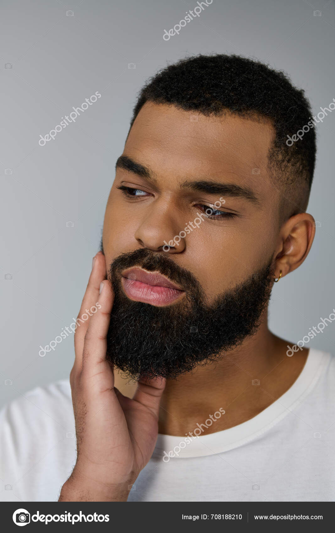 Close Appelaing Young Man Grooming His Beard — Stock Photo ...