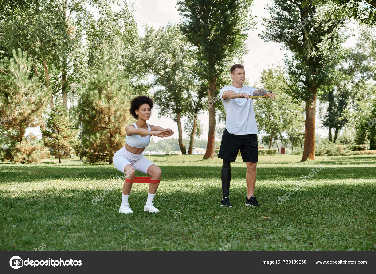 Two Friends Engage Outdoor Workout Focused Strength Support Amidst ...