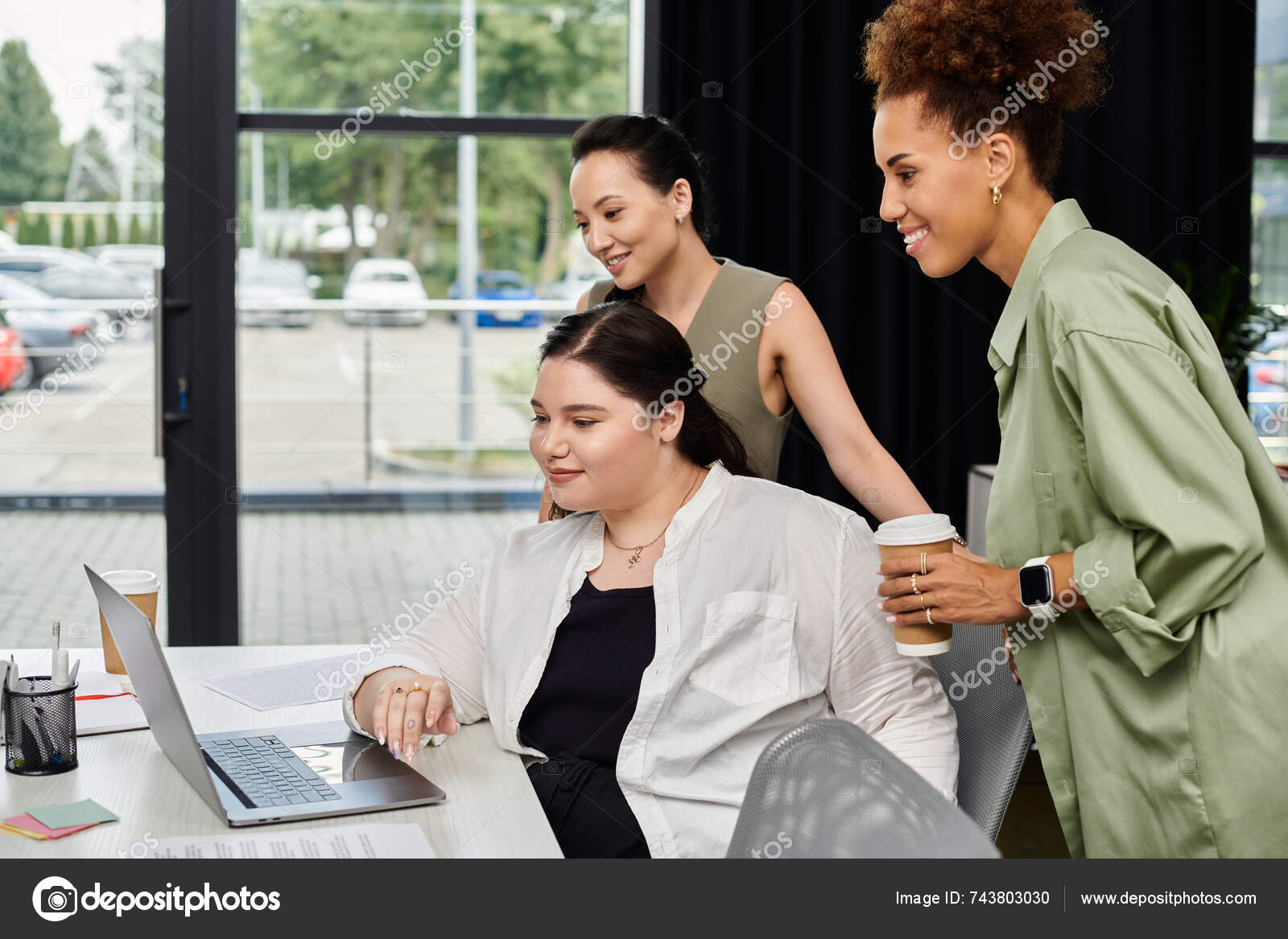 Group Successful Women Business Attire Discussing Ideas Reviewing Data ...