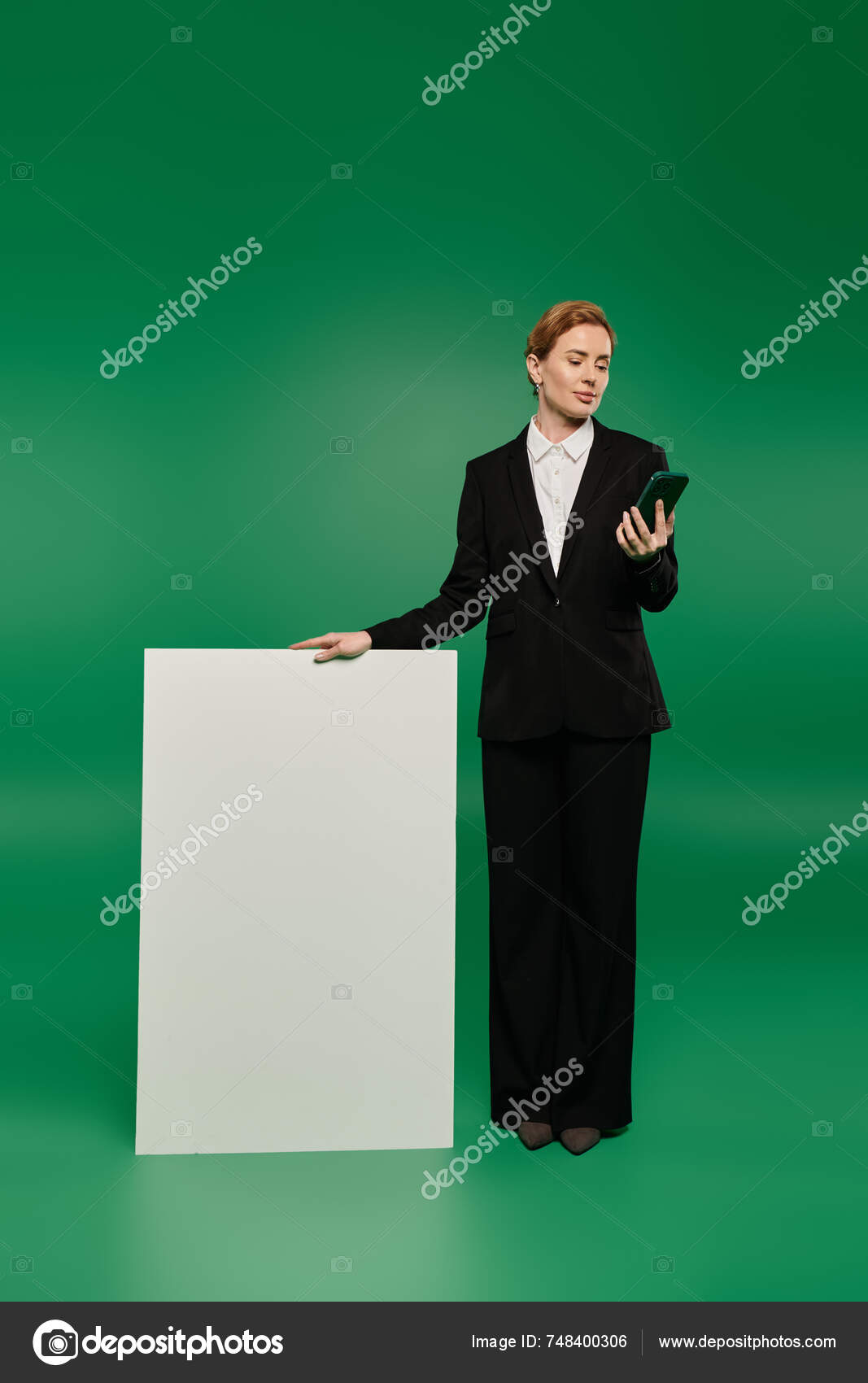 Stylish Presenter Black Holds Smartphone Poised Engage Viewers Lively ...