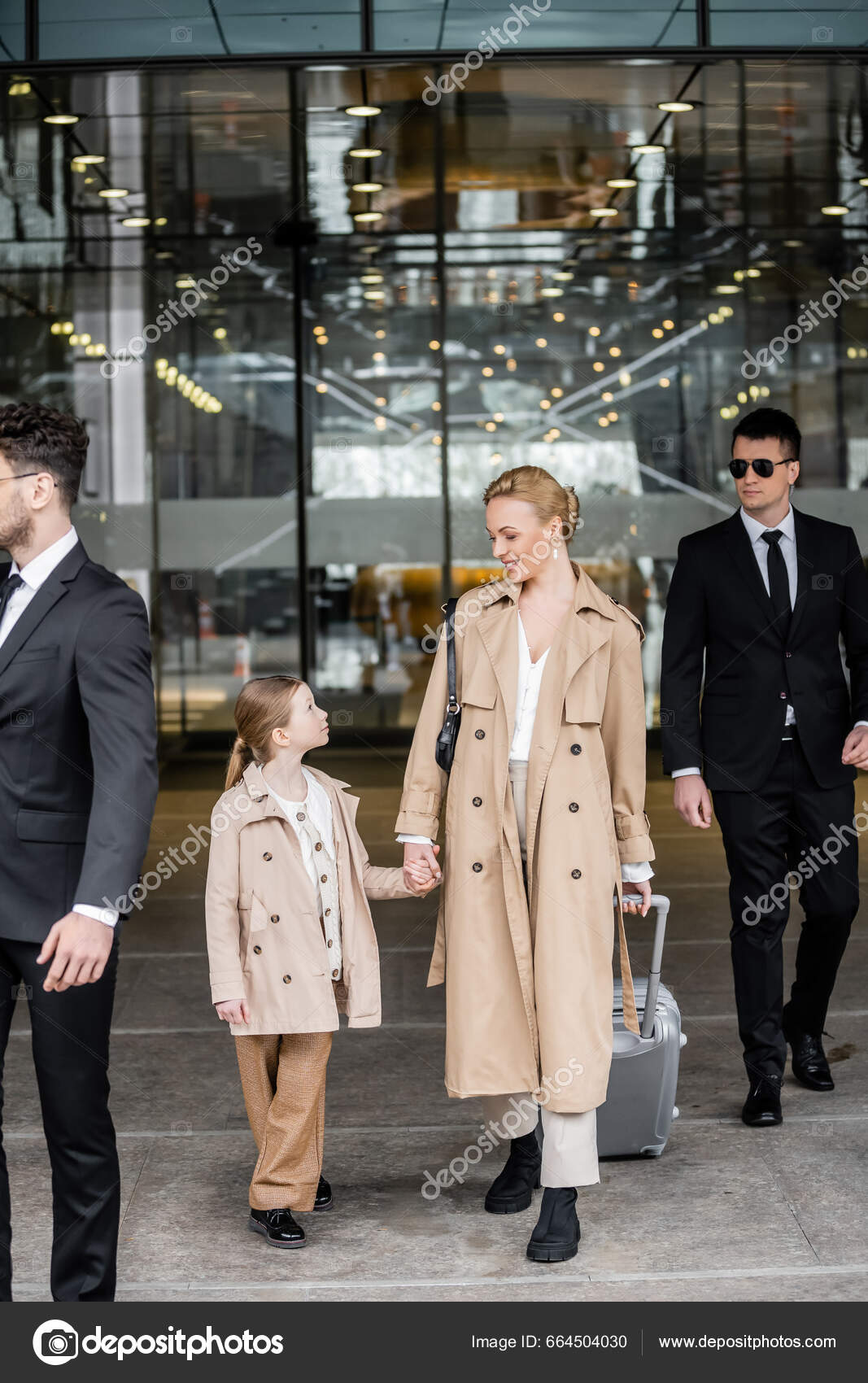 Professional Bodyguards Protecting Successful Woman Preteen Kid Happy ...