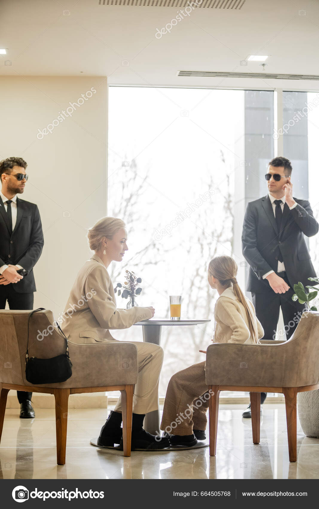 Security Service Private Safety Concept Bodyguards Standing Female ...