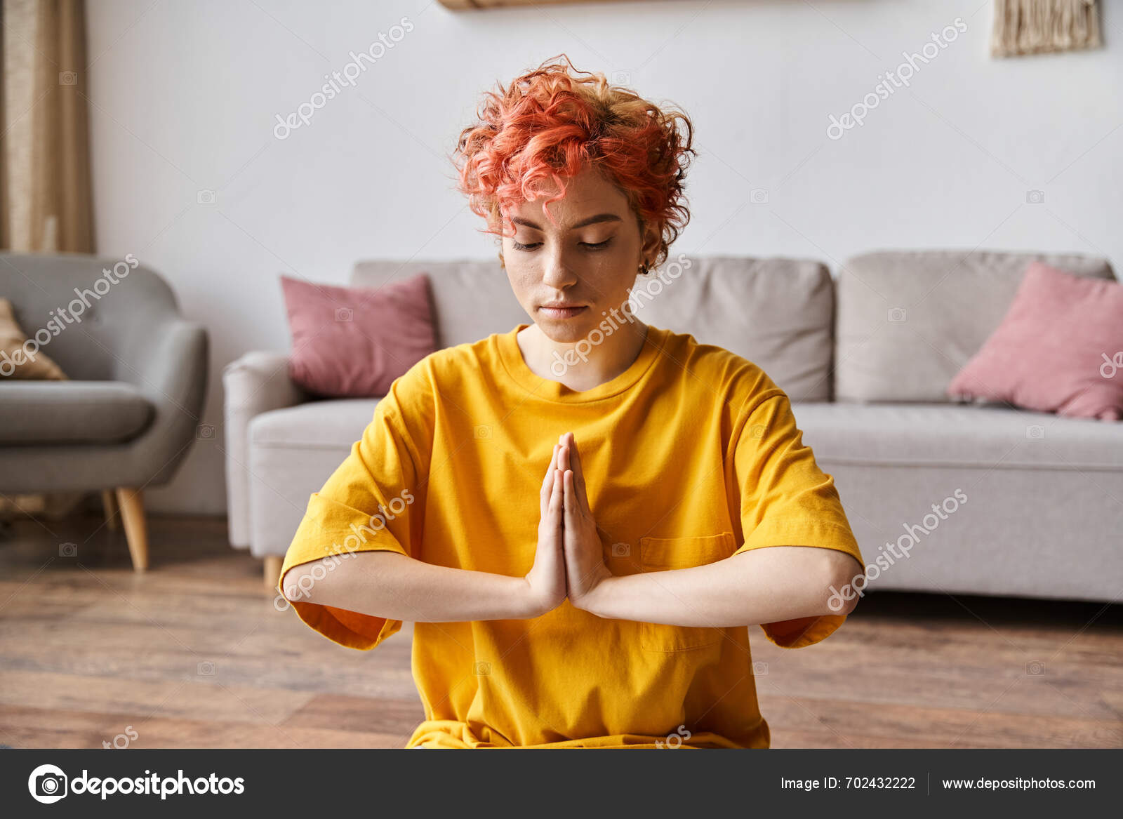 Appealing Extravagant Queer Person Red Hair Vibrant Yellow Shirt ...