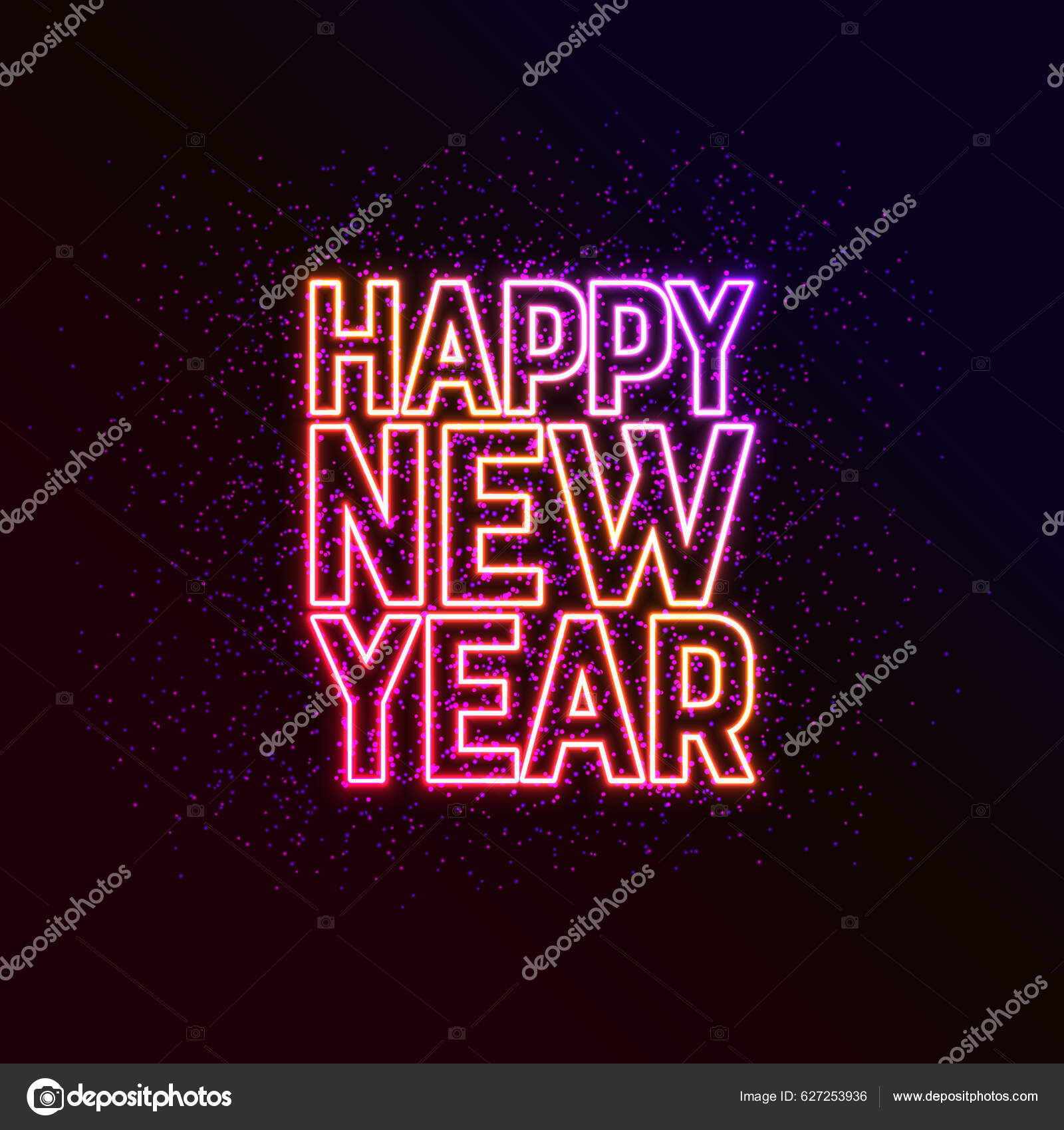 Bonne Année 2023 Illustration Avec Des Lettres Lumineuses Néon Sur ...