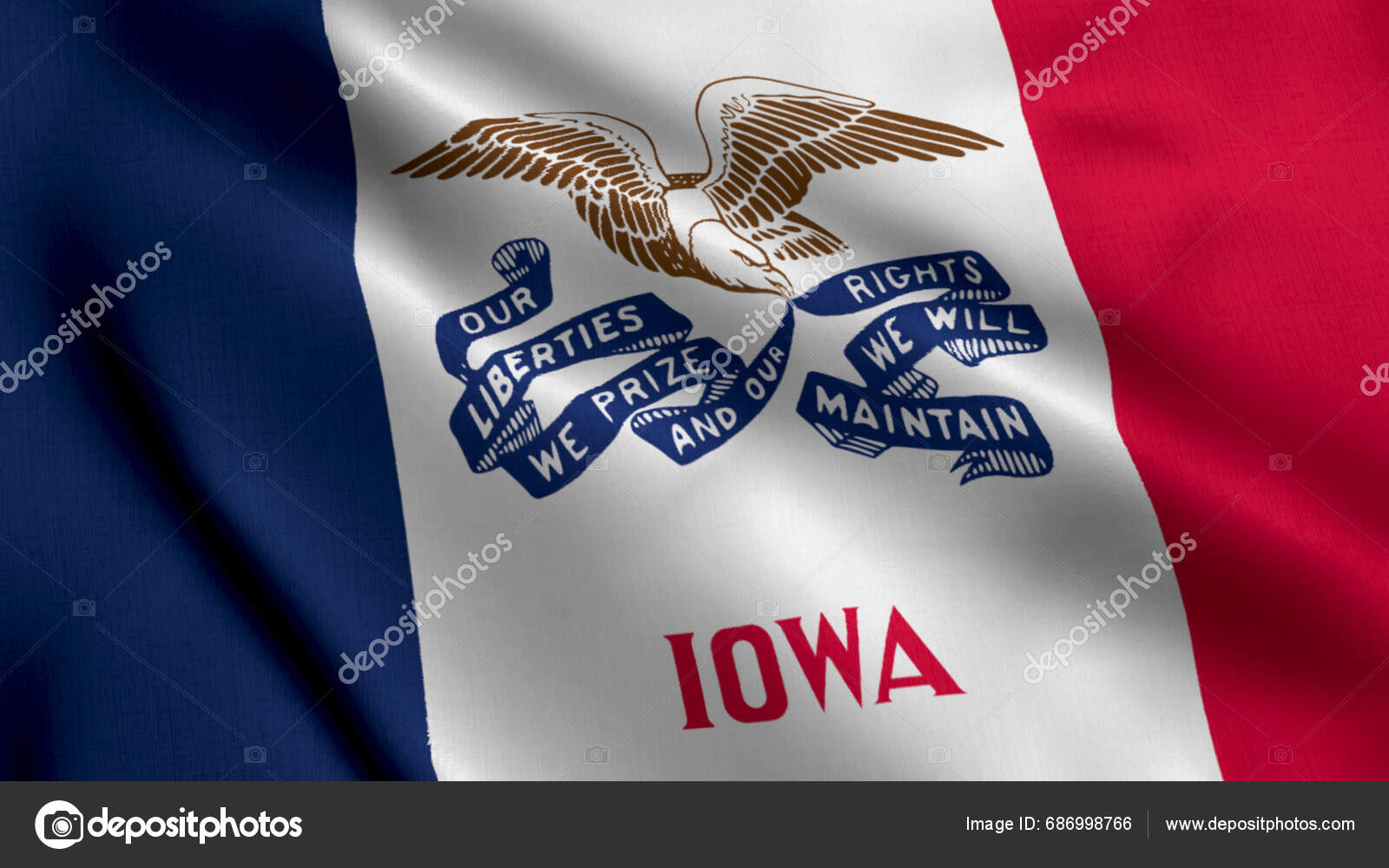 Iowa State Flag Waving Fabric Satin Texture National Flag Iowa — Stock ...