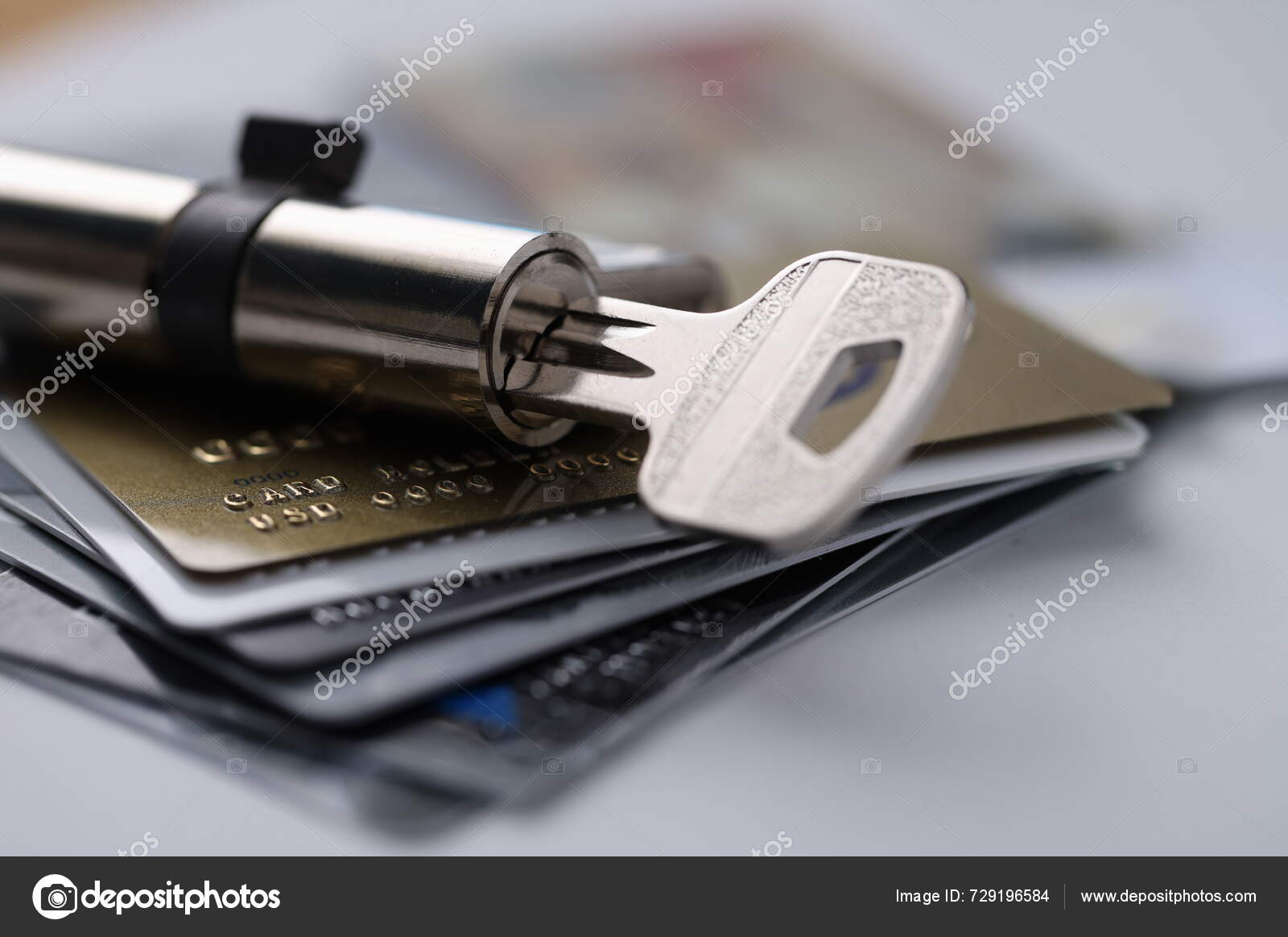 Plastic Bank Cards Lock Key Bank Scammers Safety Savings Cards — Stock ...