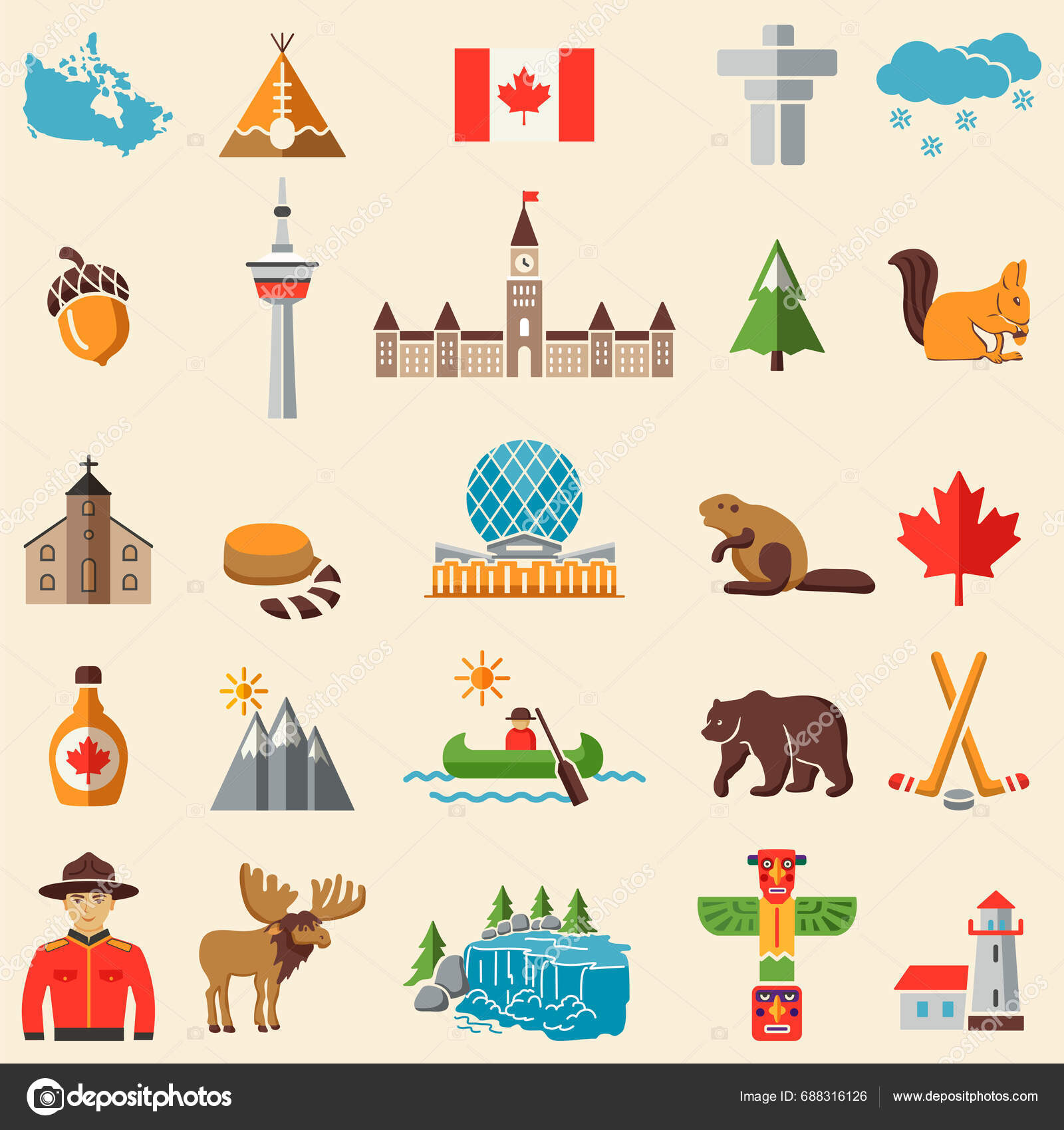 Set Canada Icons Stock Vector by ©Ekler 688316126