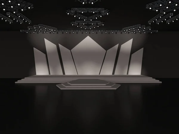Event Empty Stage Stairs Front View Projection Backdrop Ceiling ...