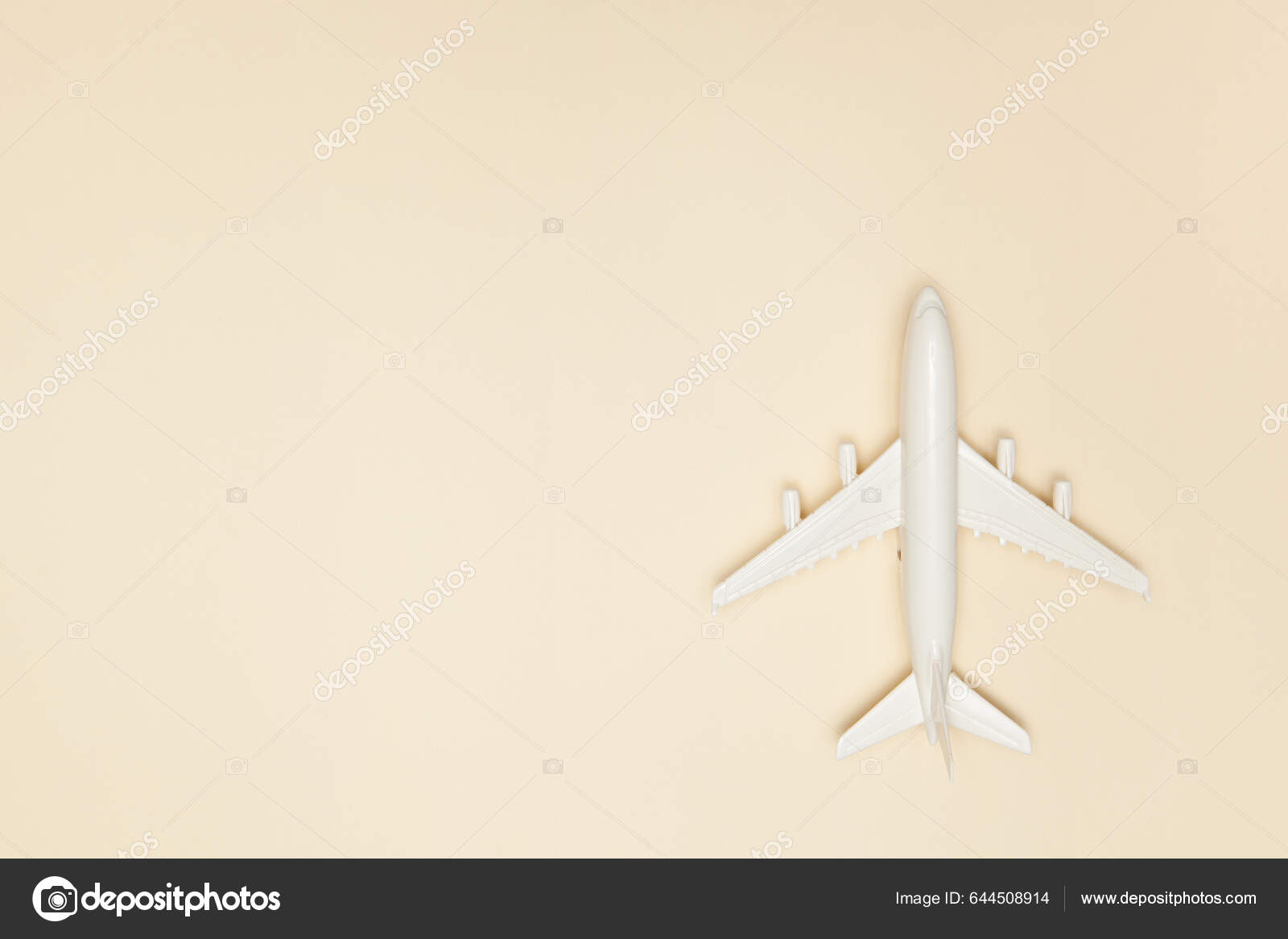 Airplane Model White Plane Light Brown Background Travel Vacation ...